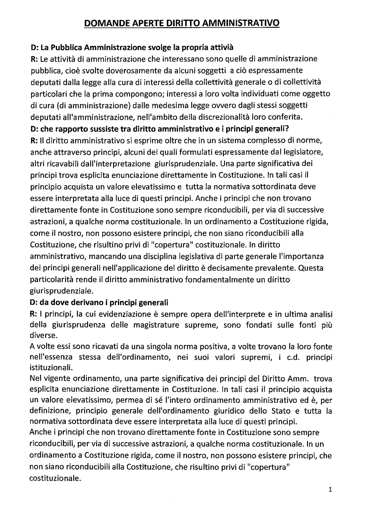 Domande Aperte Diritto Amministrativo Prove Desame Di Diritto