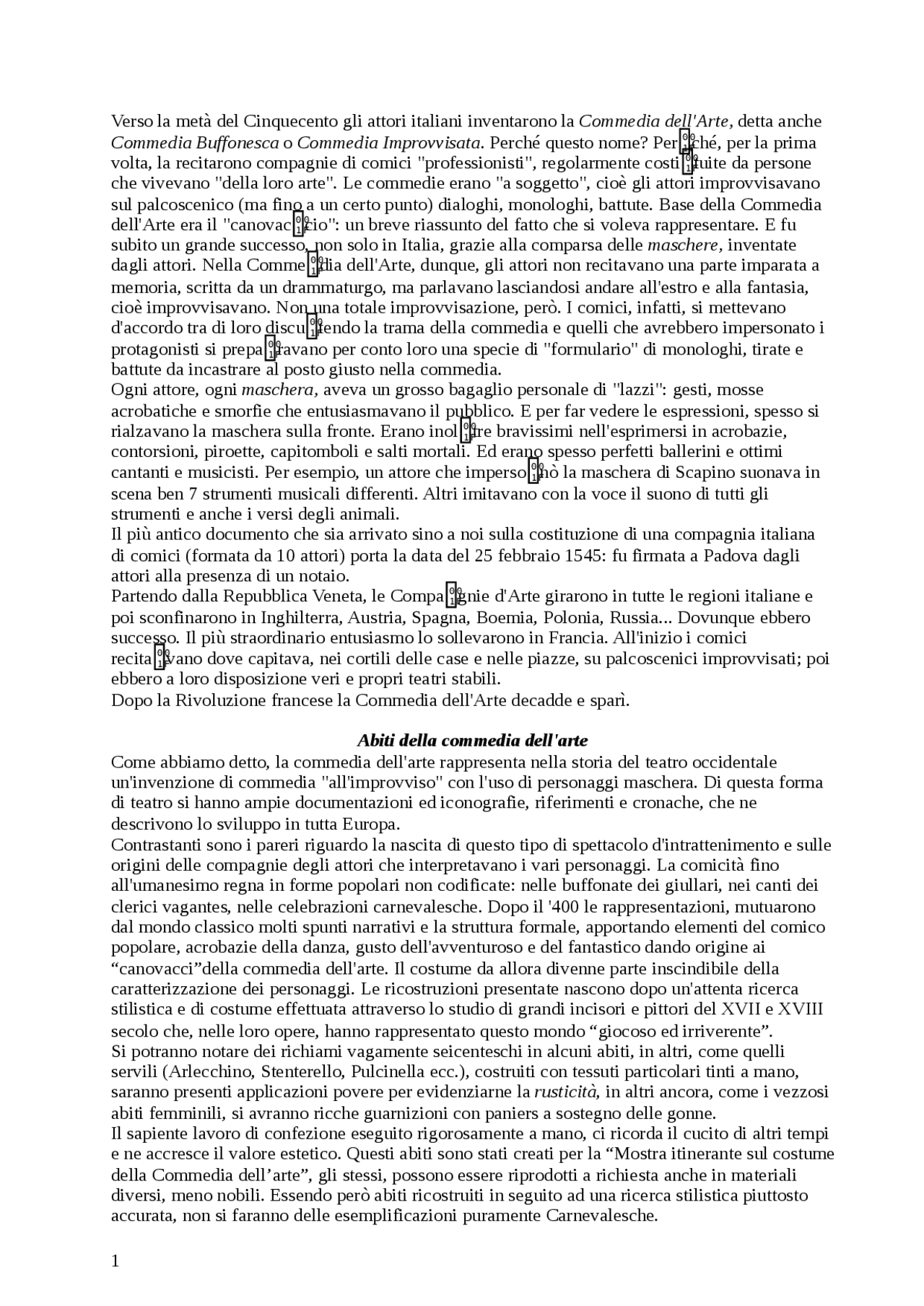 La Commedia Dellarte Docsity