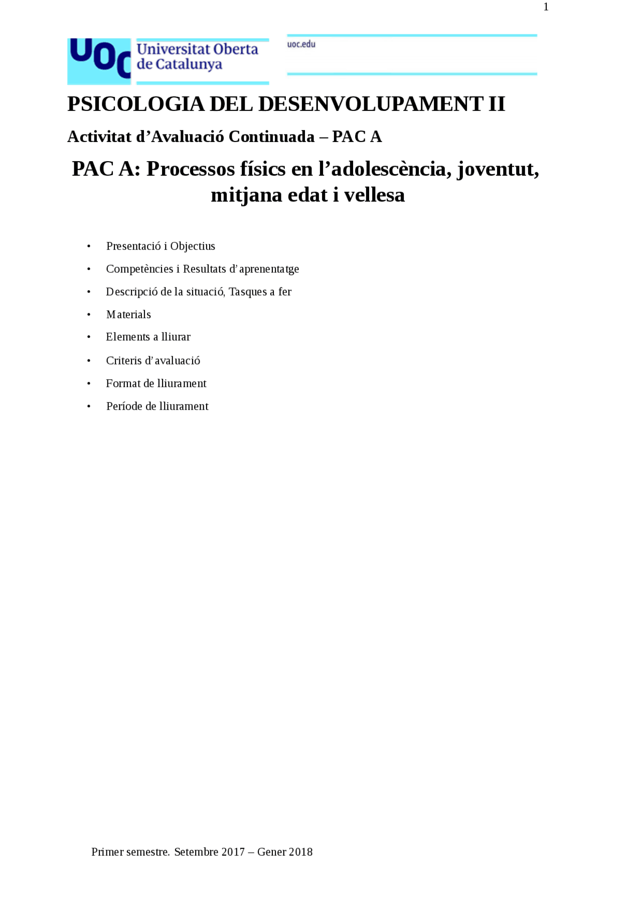 Pac A Desenvolupament Ii Enunciat Docsity