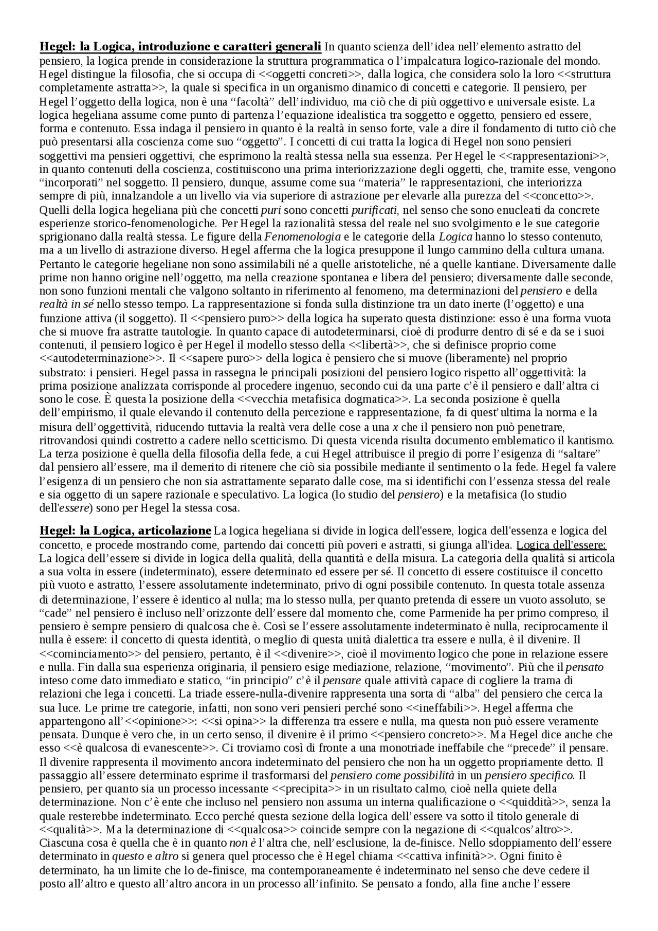 Hegel Seconda Parte Docsity