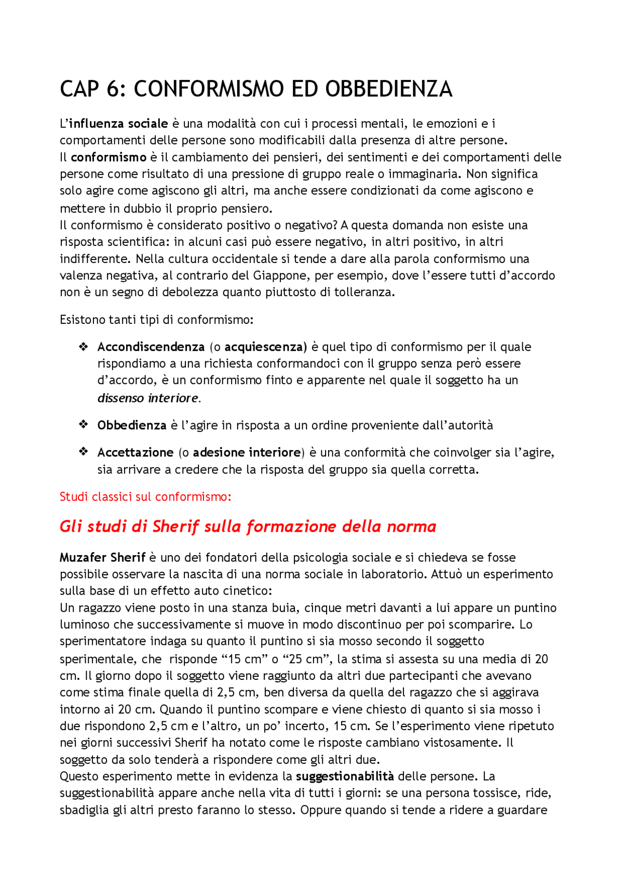 Conformismo e obbedienza - Docsity