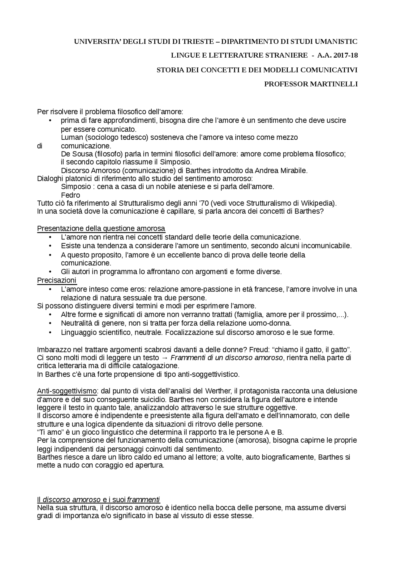 Storia Dei Concetti E Dei Modelli Comunicativi Units Disu Docsity