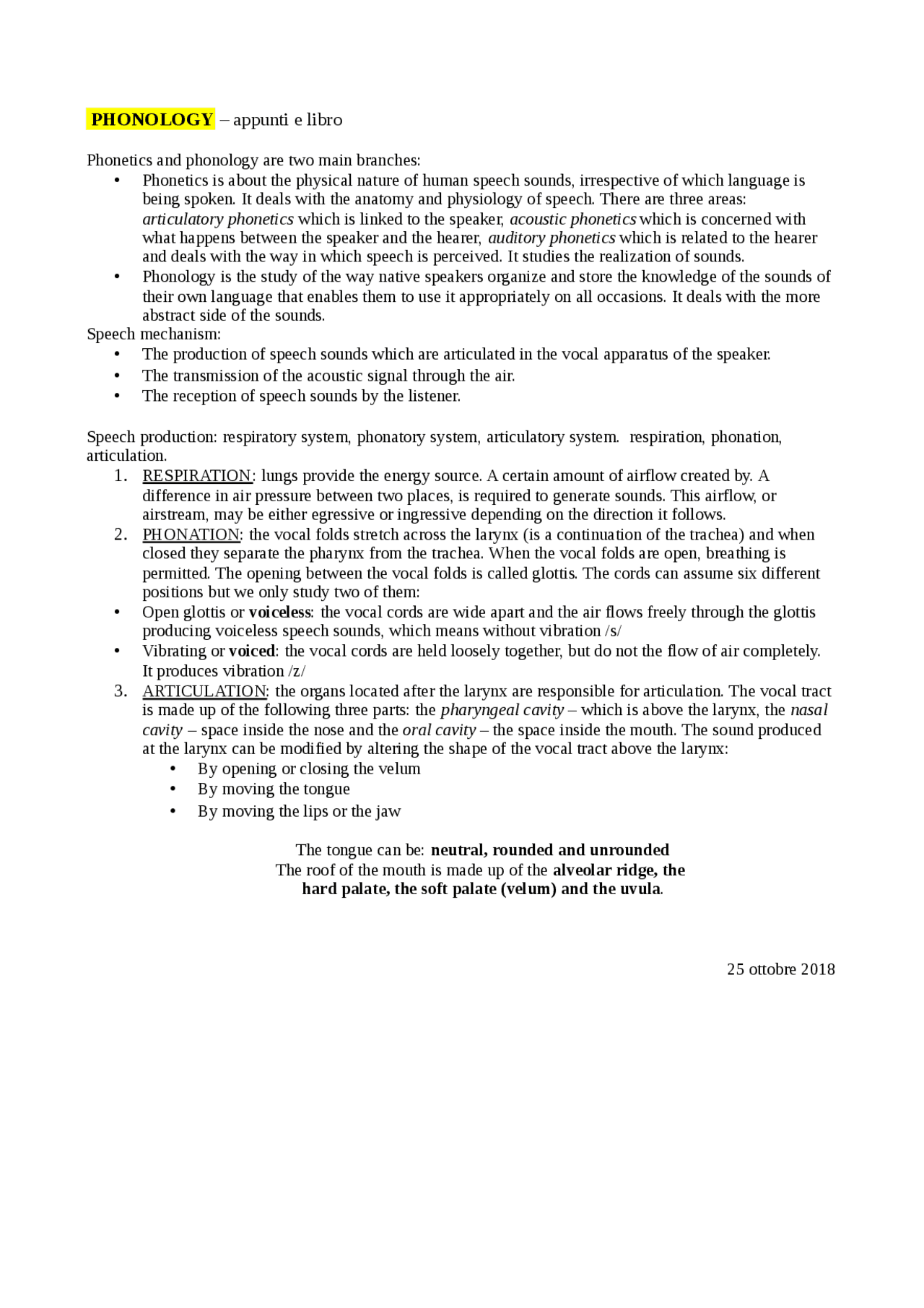 Appunti Di Fonologia Inglese Docsity