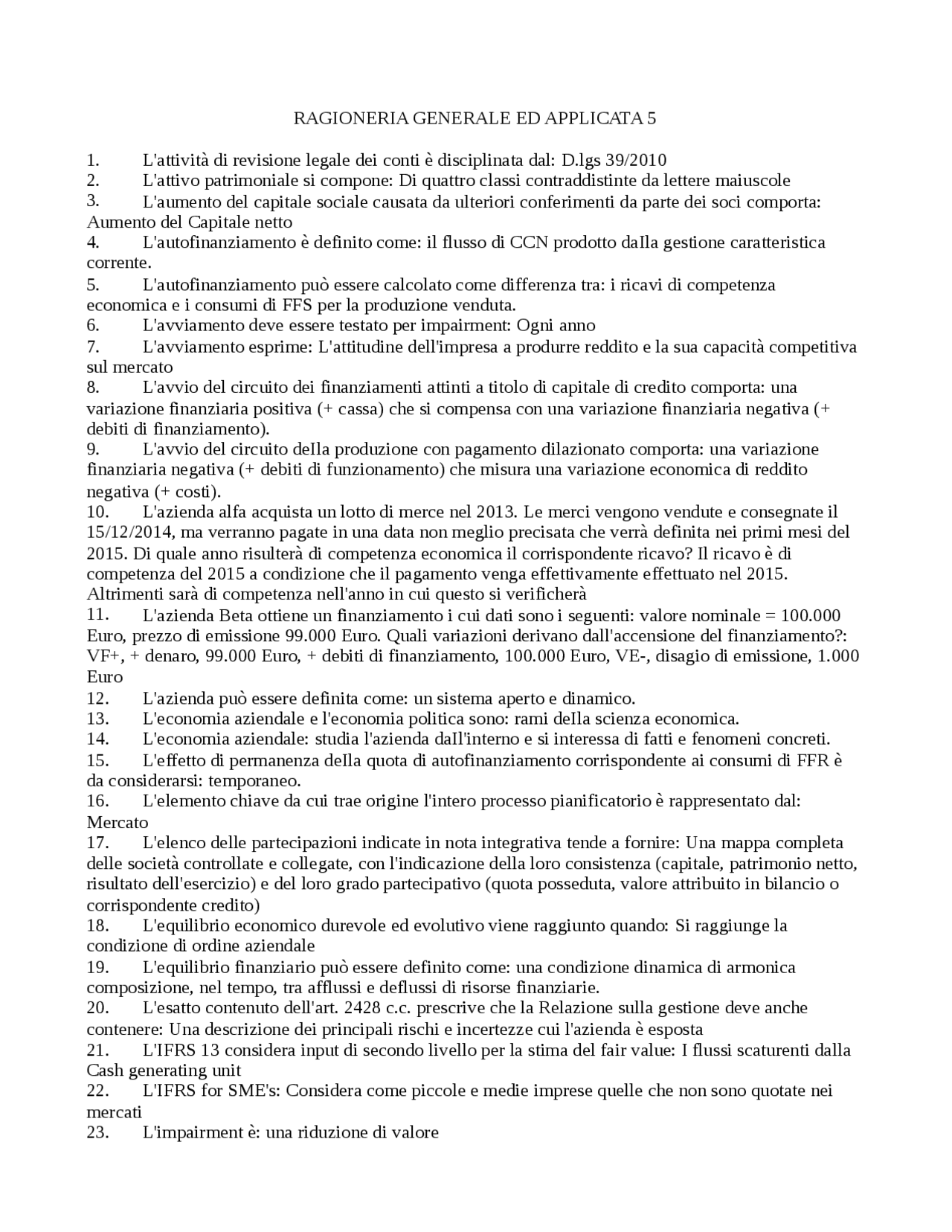 Ragioneria Generale E Applicata Docsity
