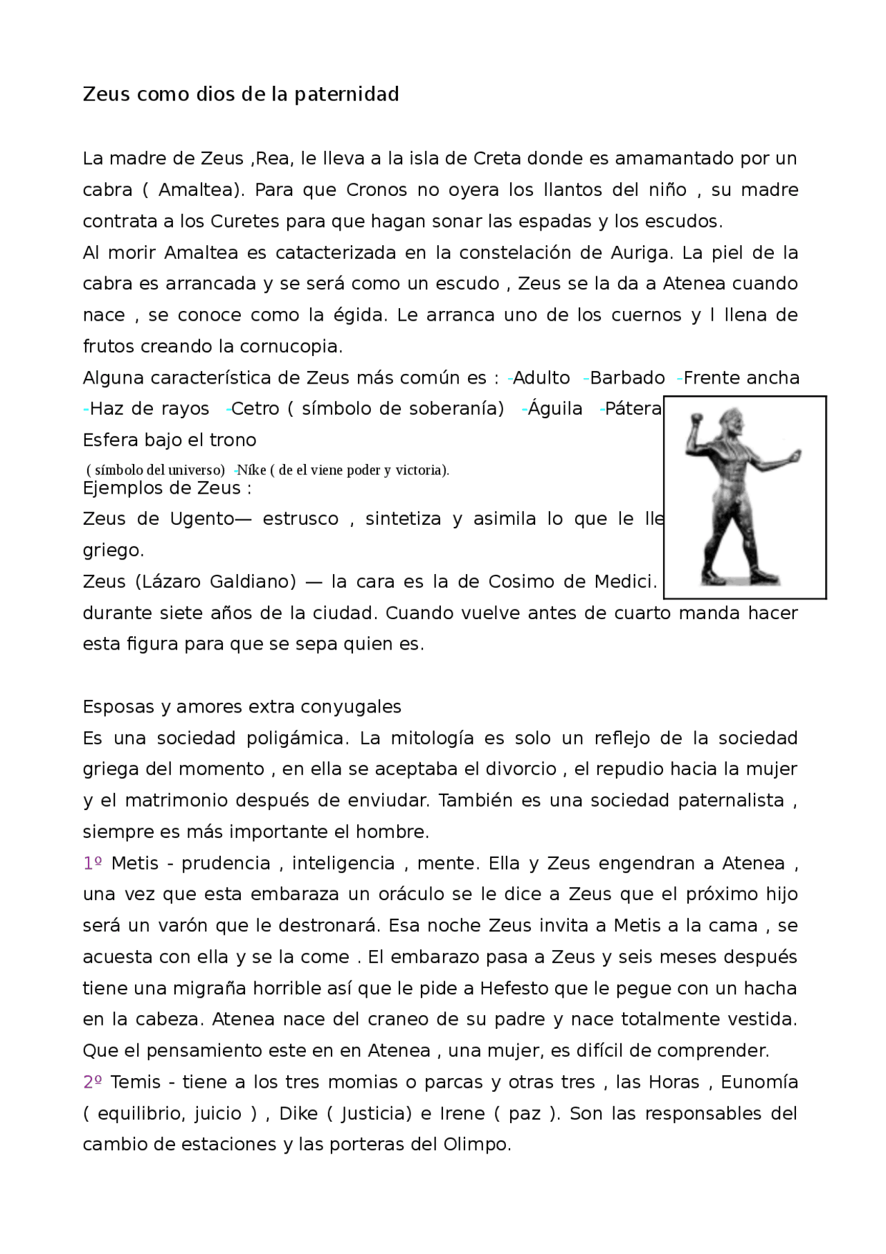 Los dioses del olimpo: Zeus - Docsity