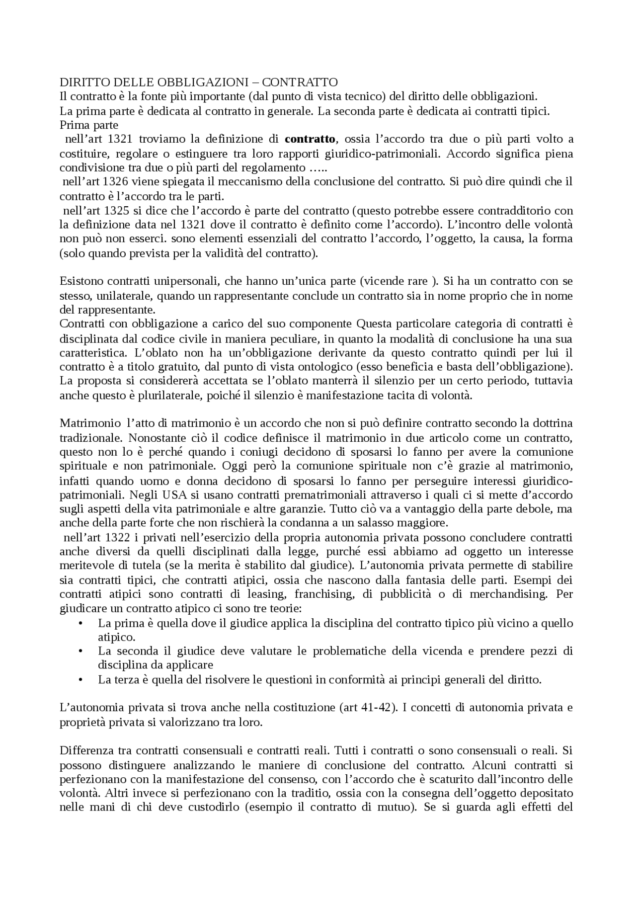 Il Contratto Nel Diritto Privato Docsity