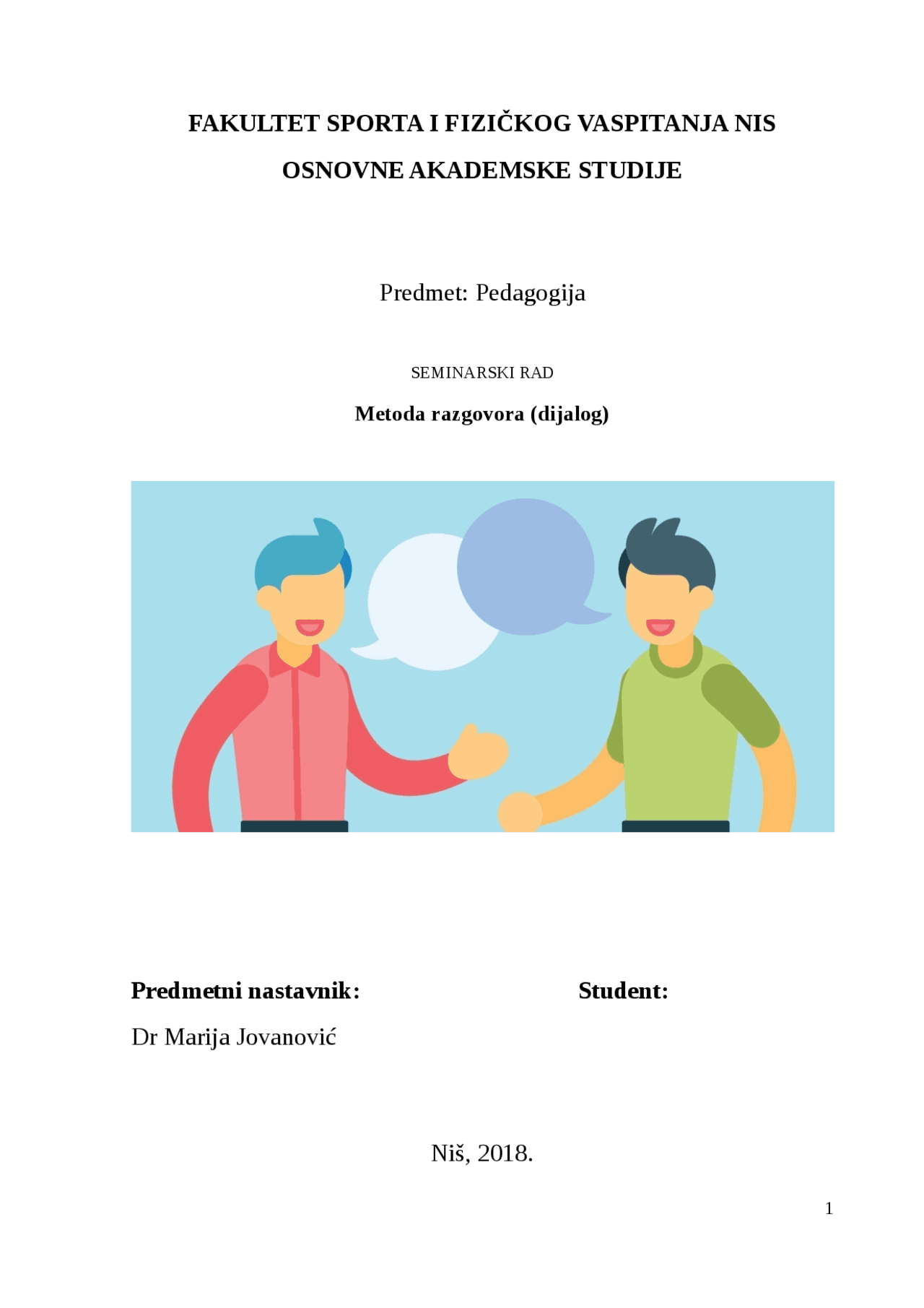 Metoda Razgovora Seminarski Esej Predlog Informatika Docsity