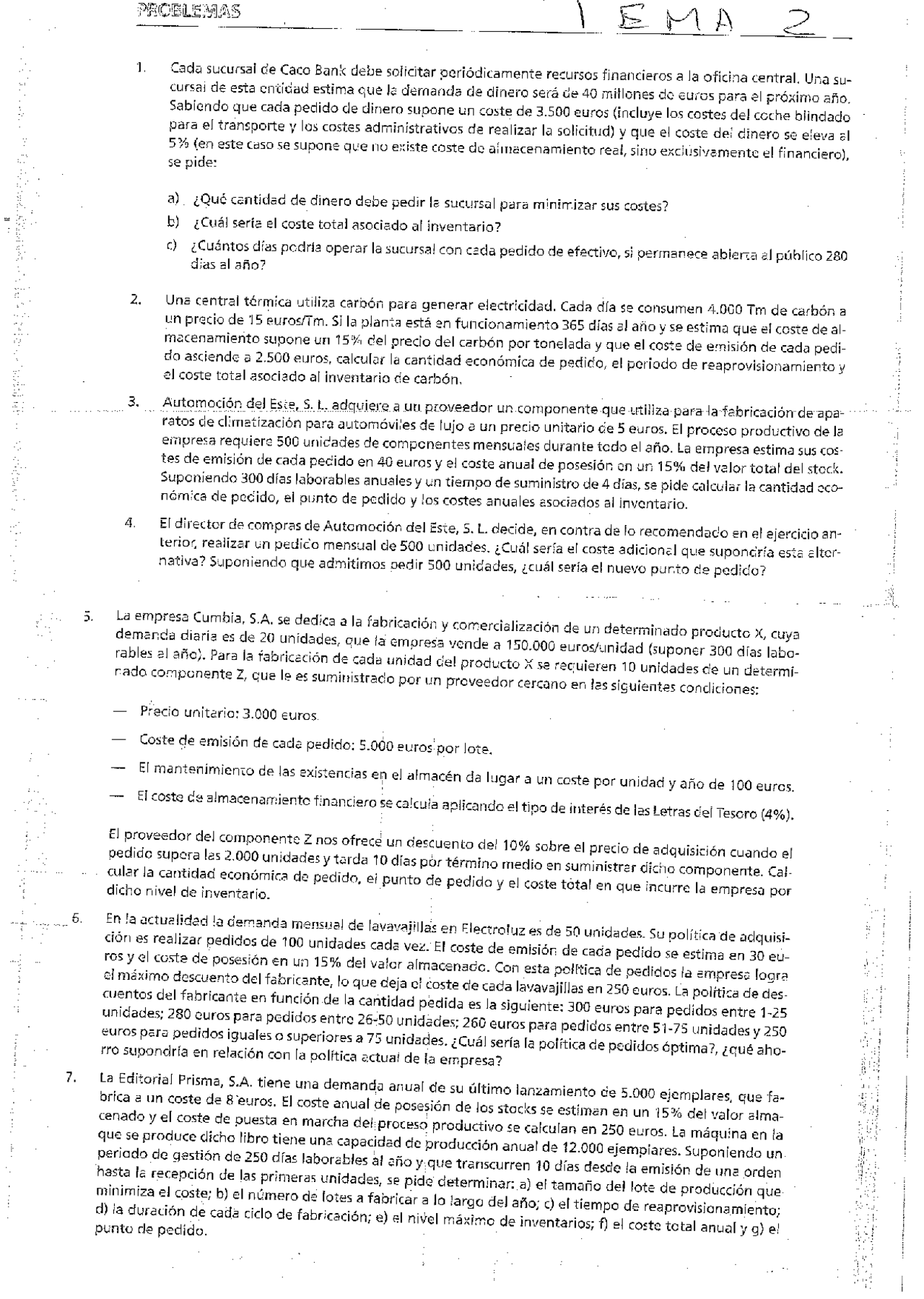 Ejercicios Tema 2 Económico Docsity