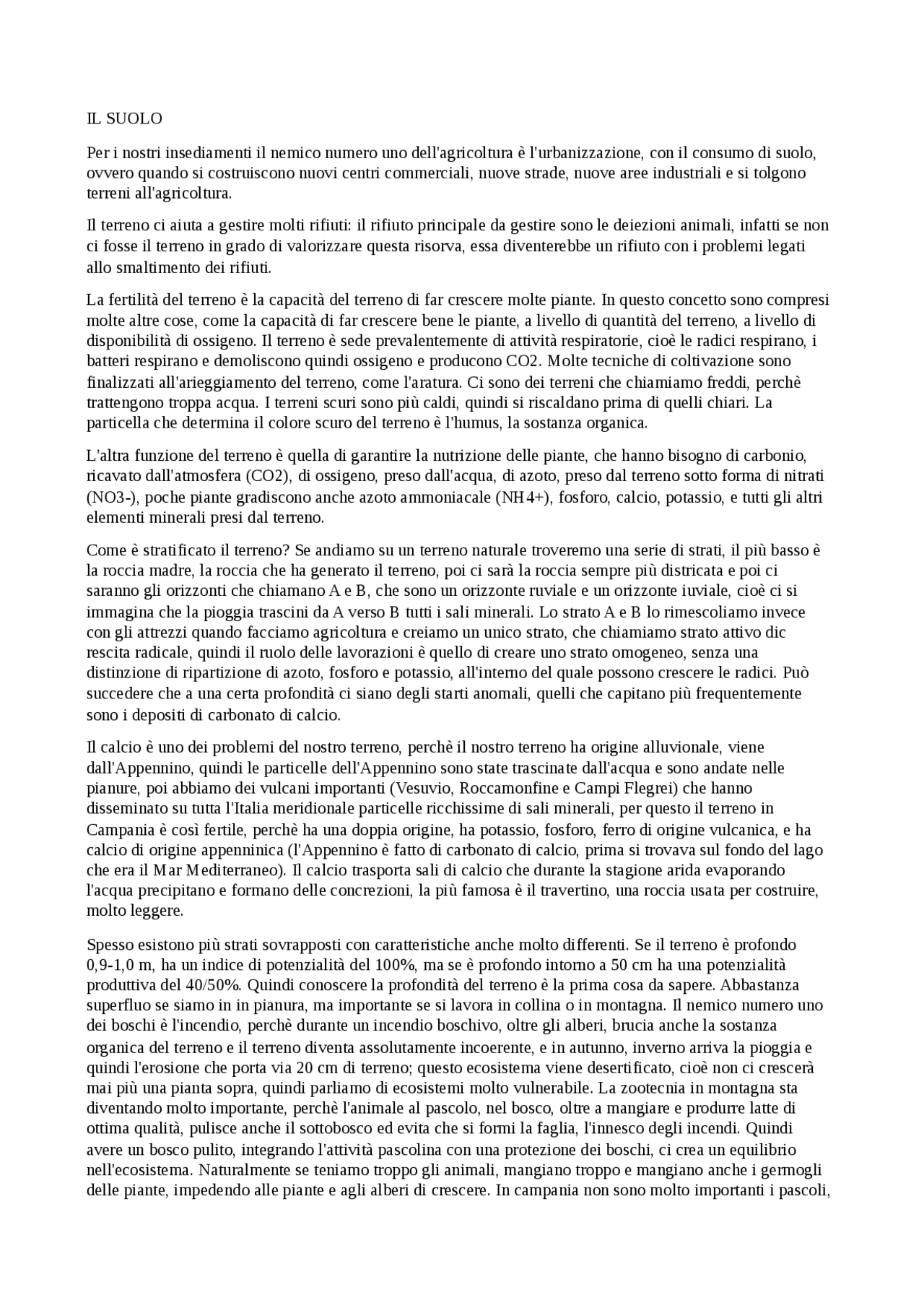Sbobinature Delle Lezioni Sul Suolo Di Agronomia Docsity