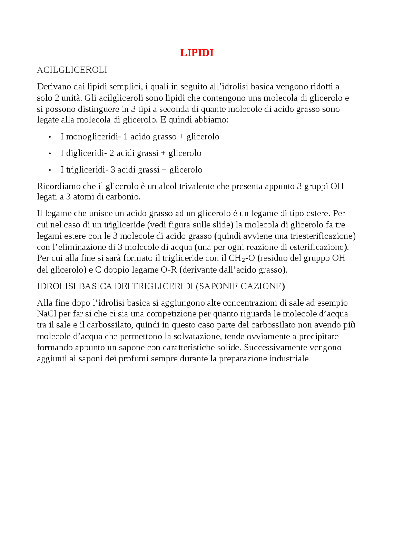 Lipidi Per Biochimica Docsity