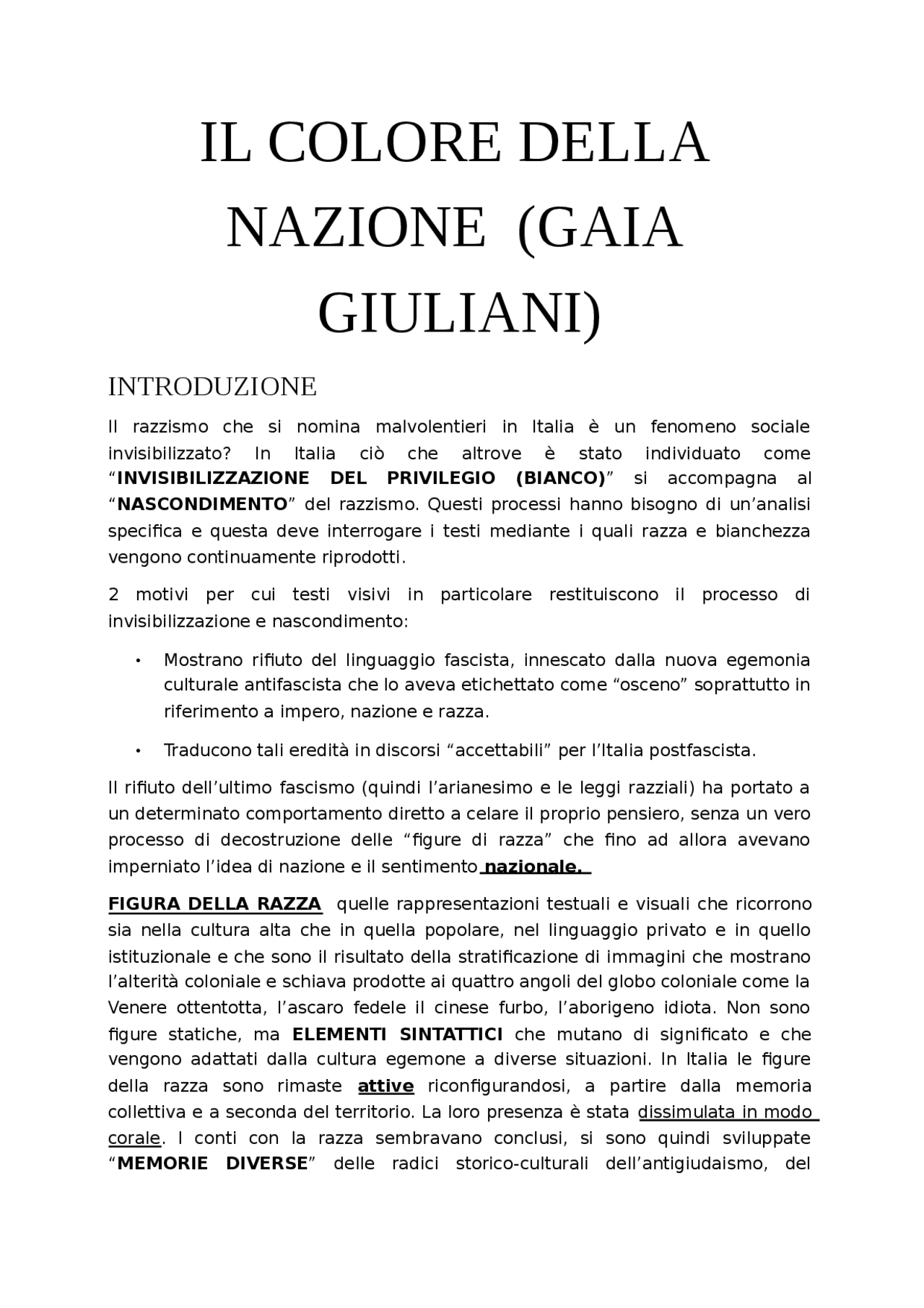 Riassunto Il Colore Della Nazione Appunti Di Filosofia Della