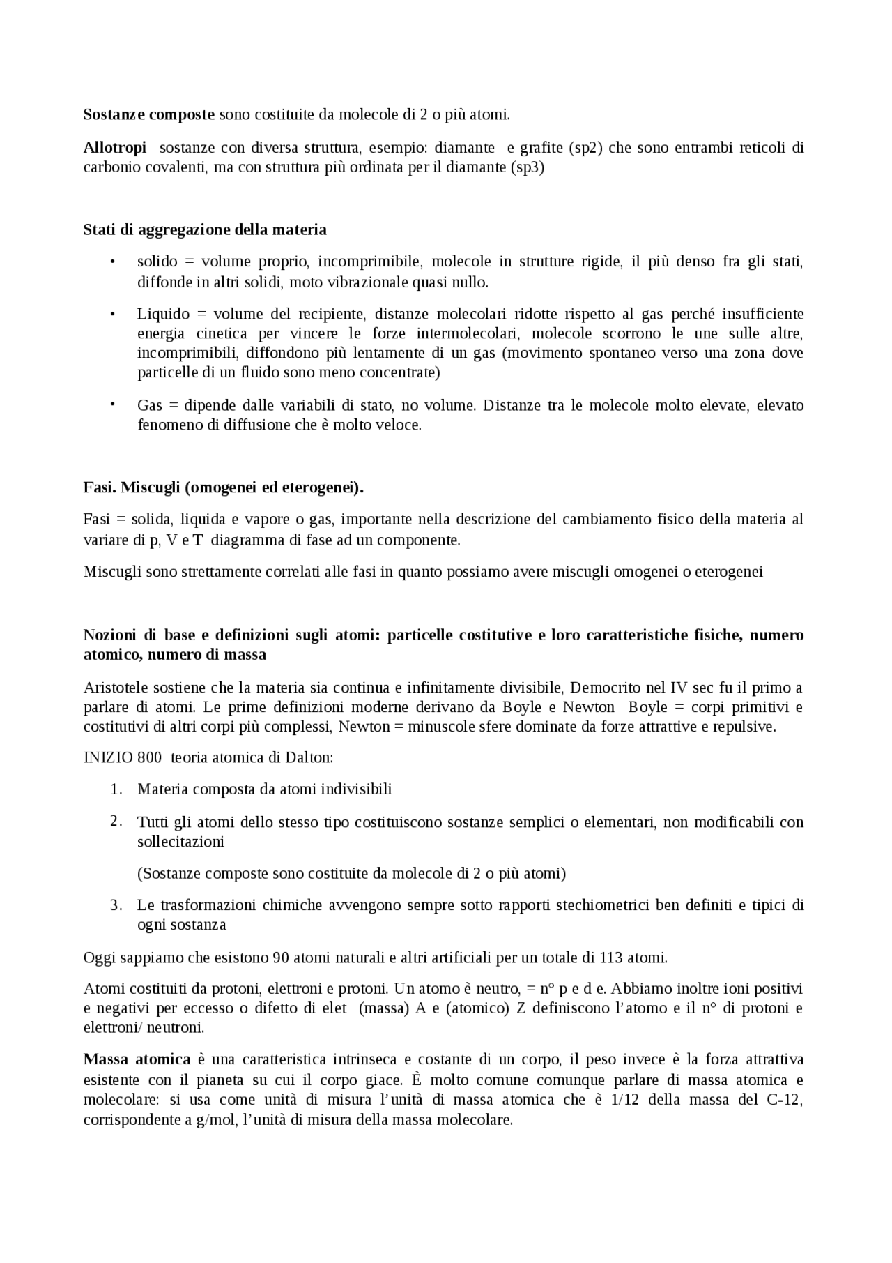 Riassunto Chimica Generale Docsity