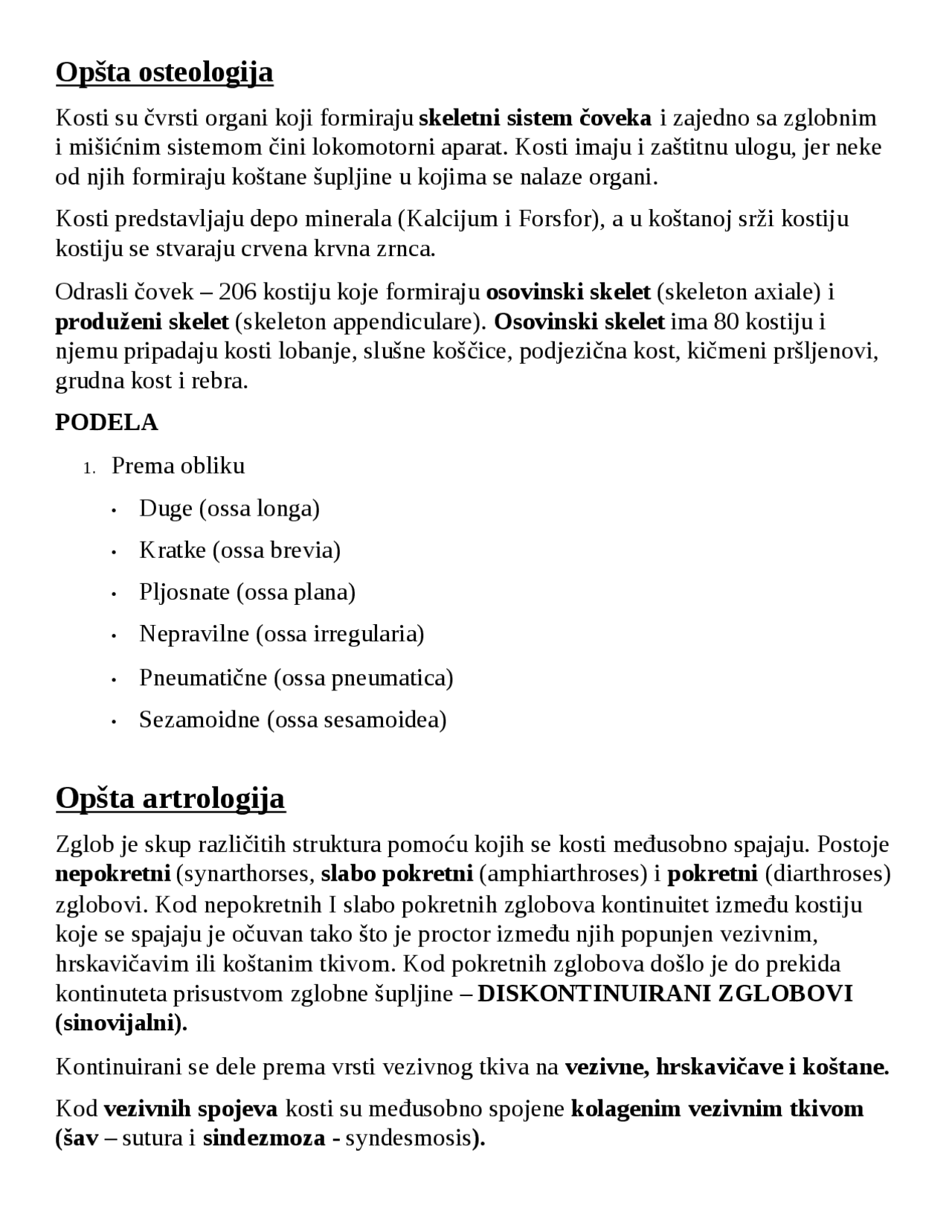 Anatomija I Fiziologija Rezime Predlog Anatomija čoveka Docsity
