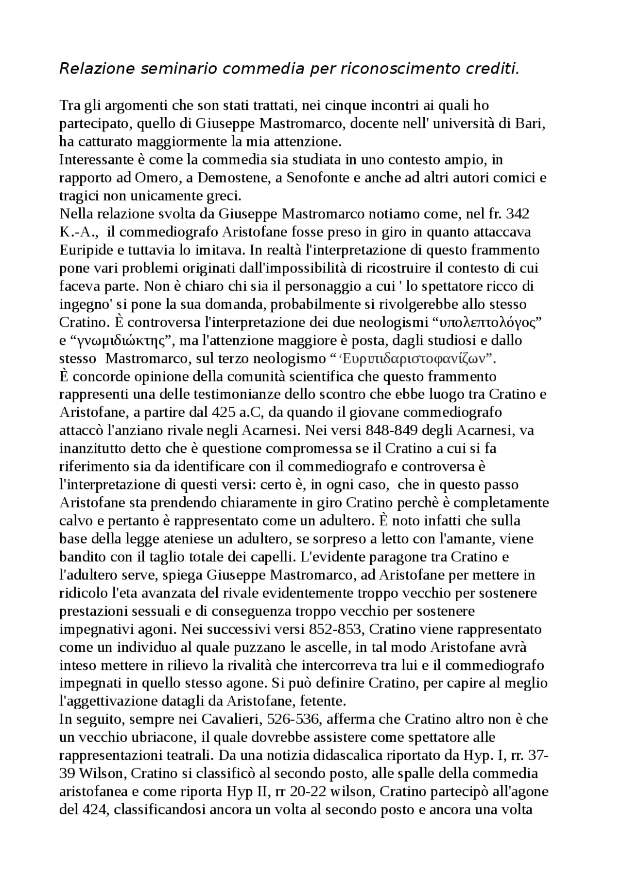 Modi Di Vedere La Commedia Docsity