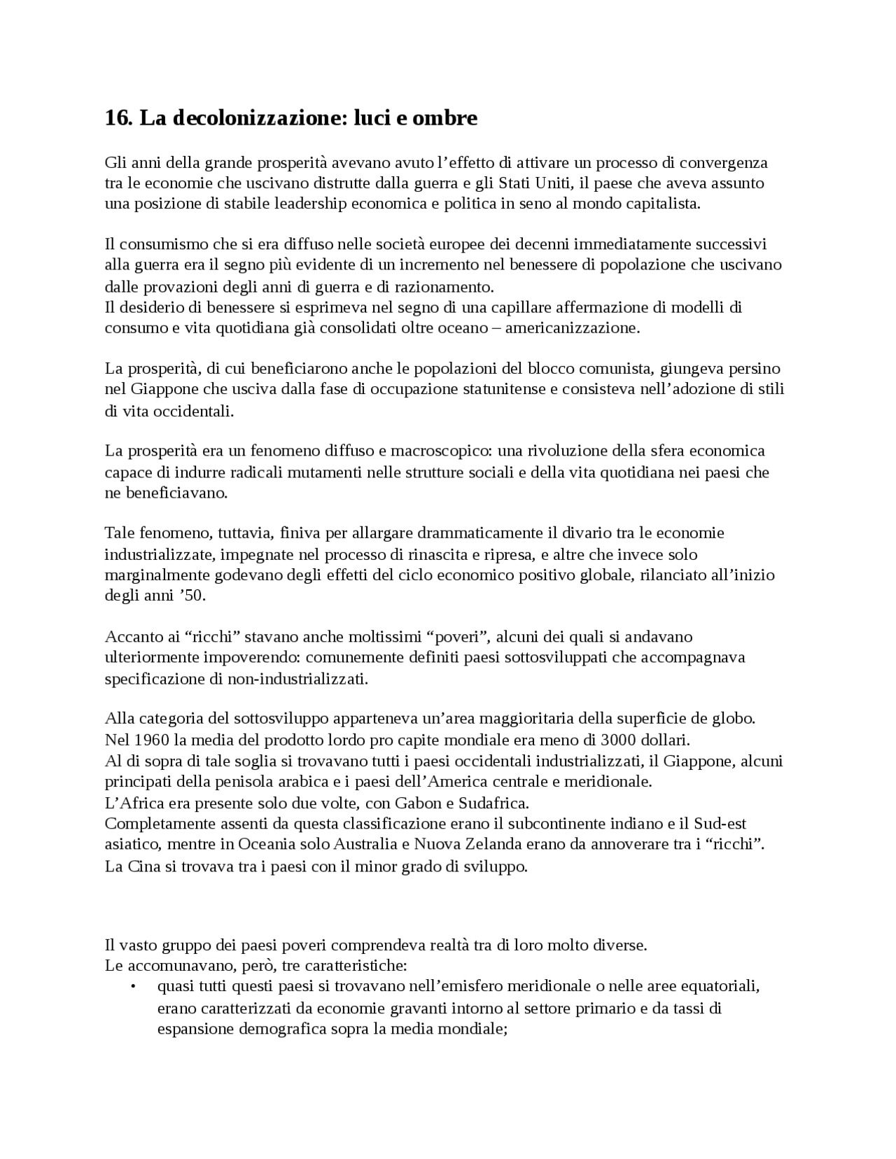 Riassunto manuale storia economica (seconda parte) - Docsity