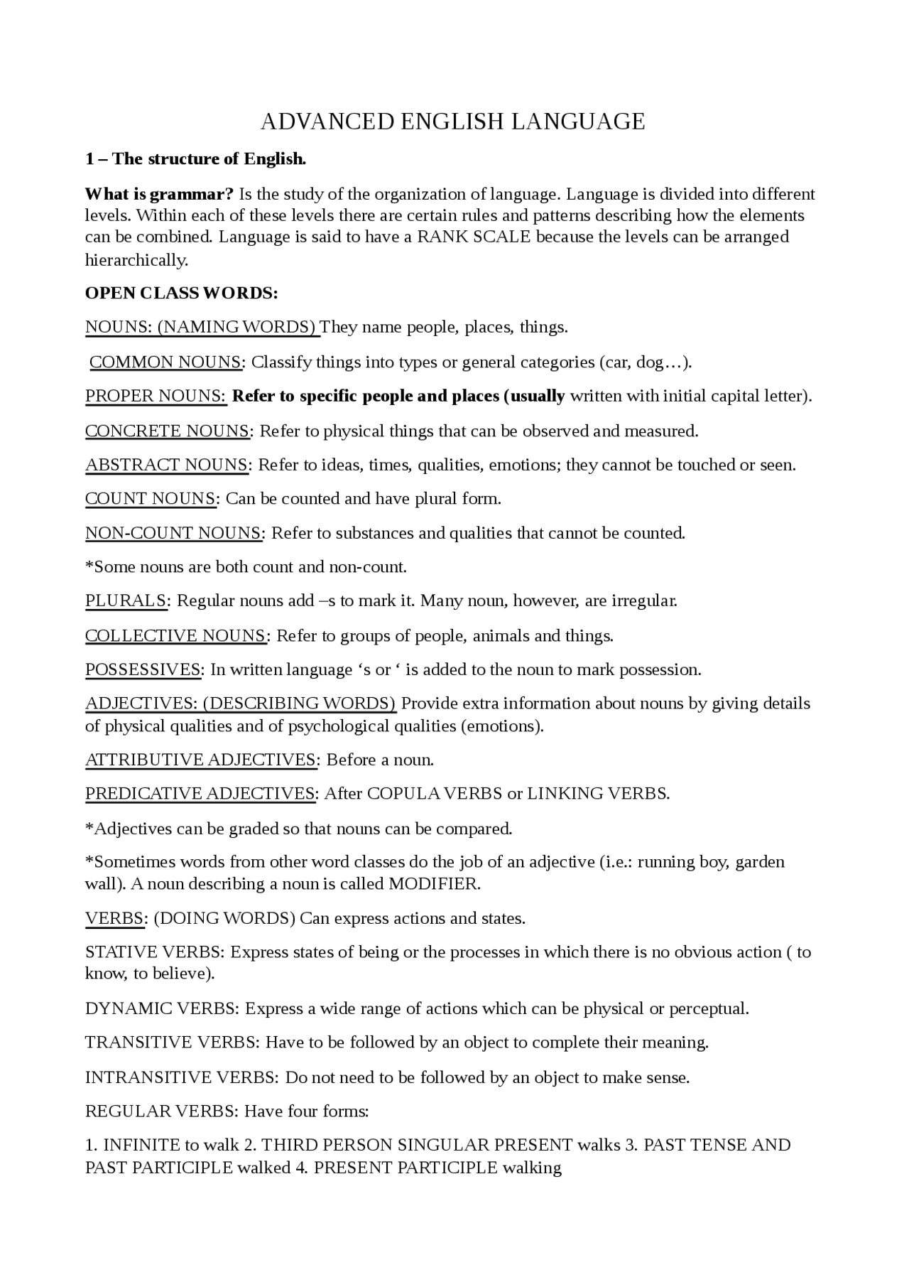 Advanced English Language - Docsity