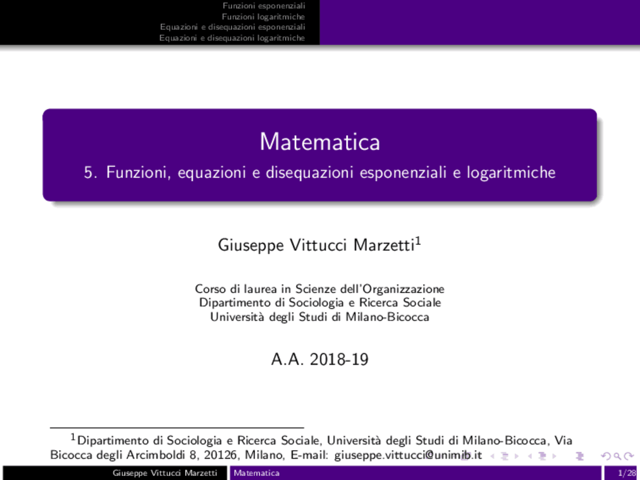 Funzioni Equazioni E Disequazioni Esponenziali E Logaritmiche Docsity