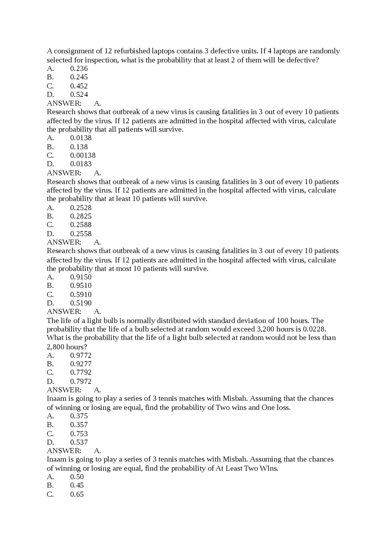 Quantitative Methods Docsity