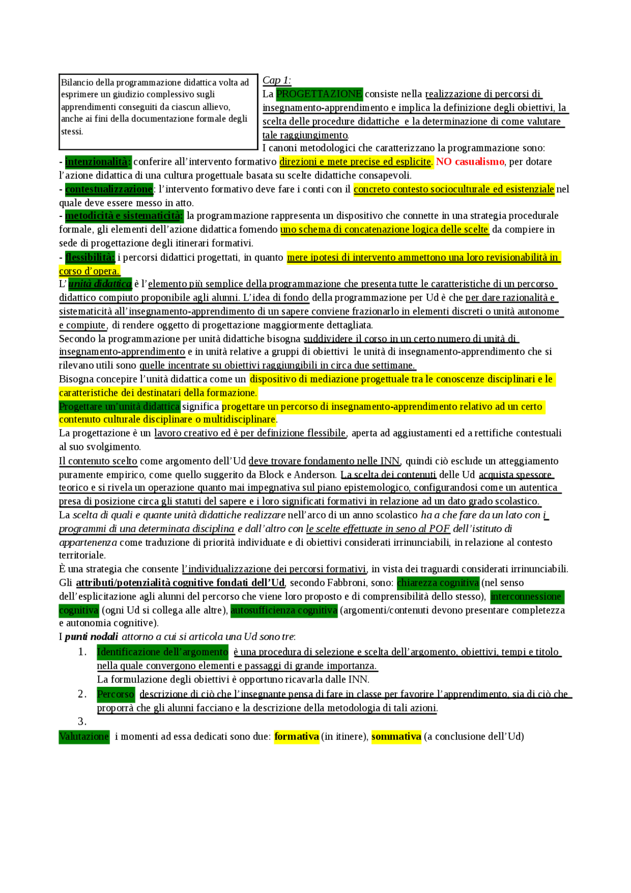 Unità Di Programmazione E Apprendimento Docsity