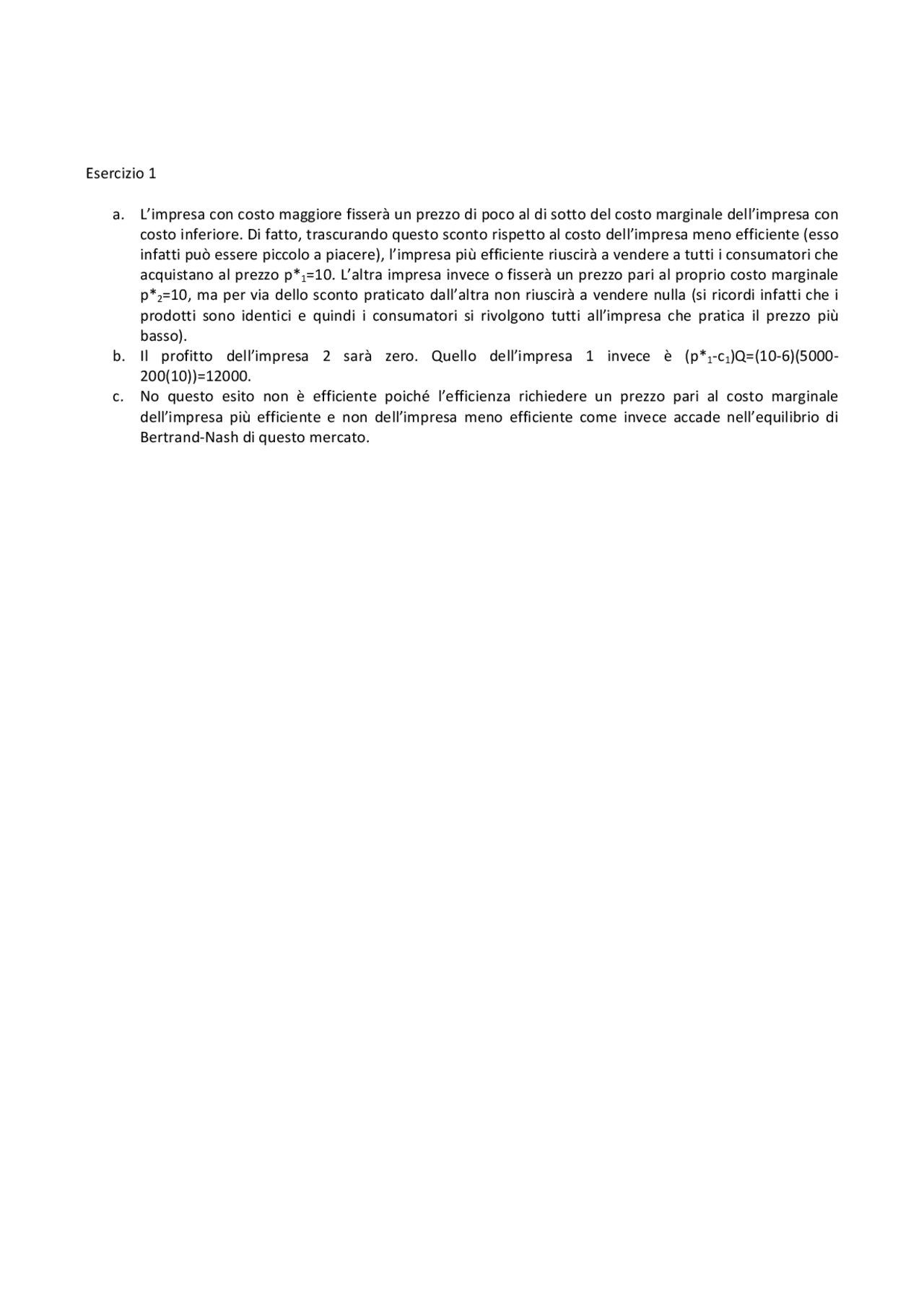 Organizzazione industriale soluzioni esercizi - Docsity