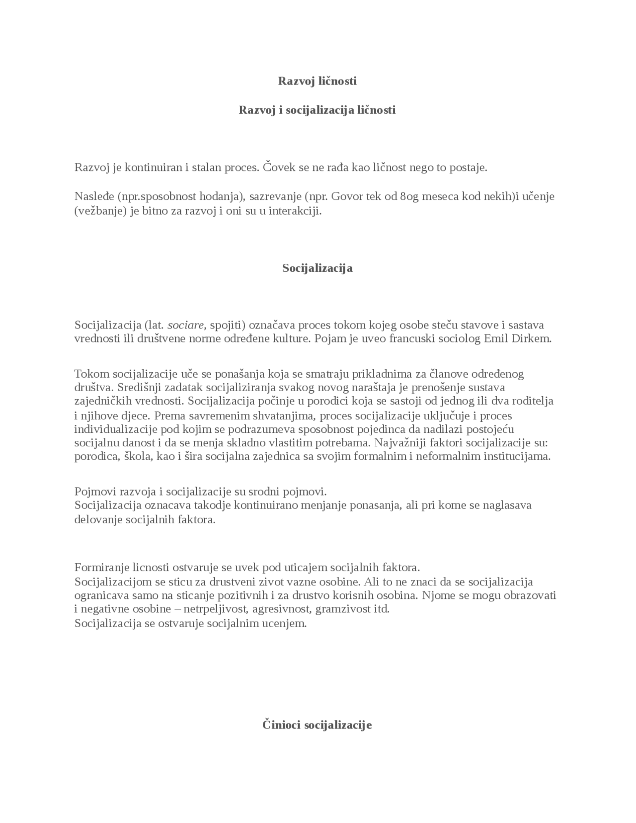 Socijalizacija Njeni Izvori Esej Predlog Razvojna Psihologija Docsity
