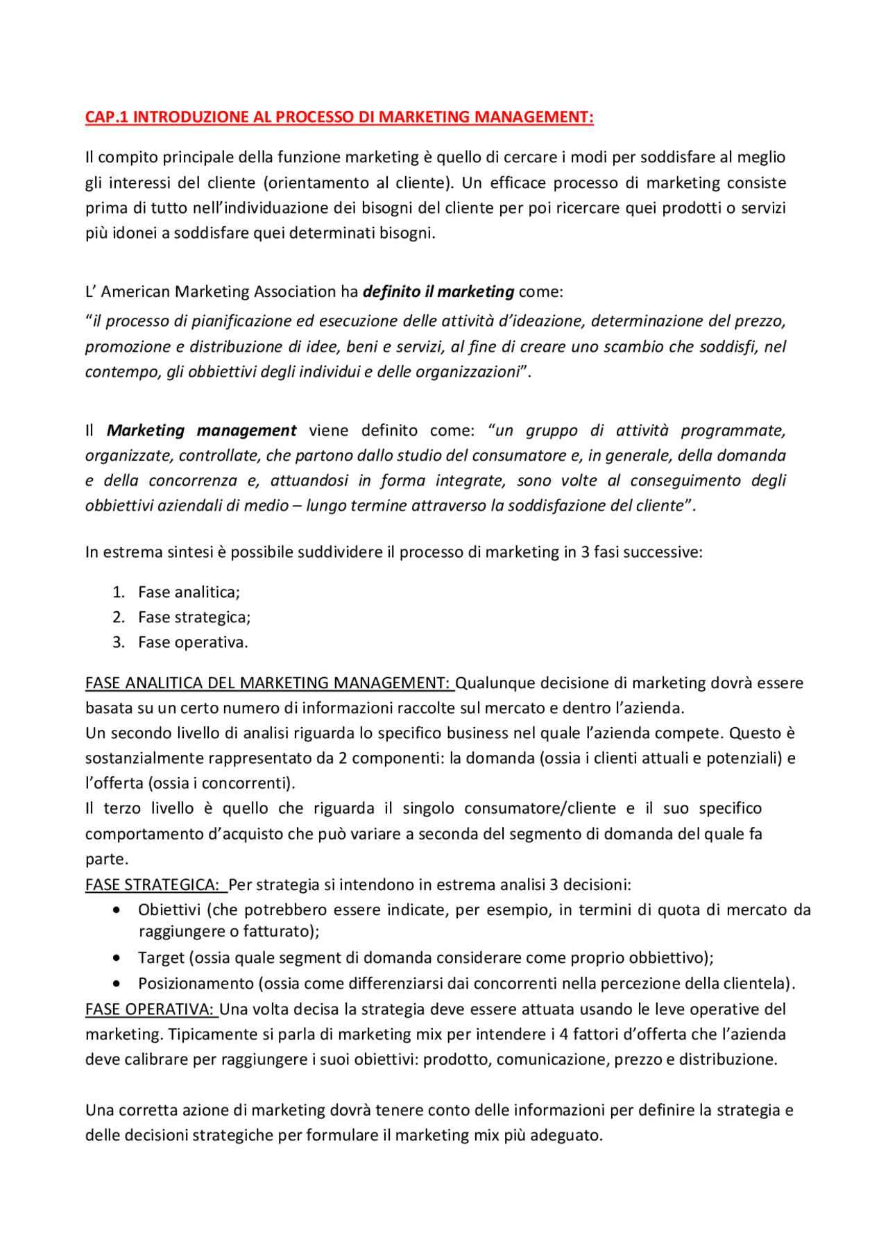 Marketing Riassunto Per Esame Appunti Di Marketing Docsity