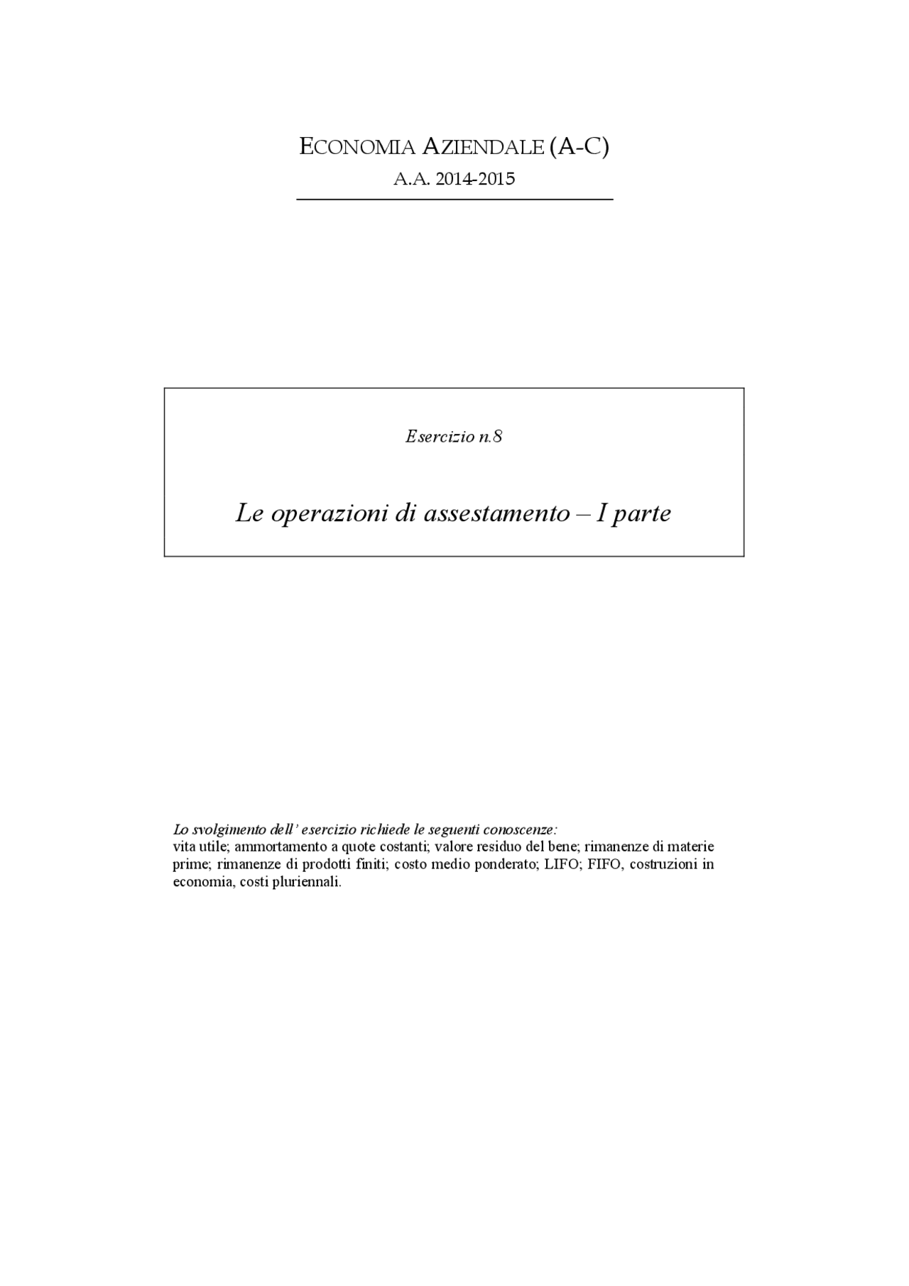 Scritture Di Assestamento Storno Docsity
