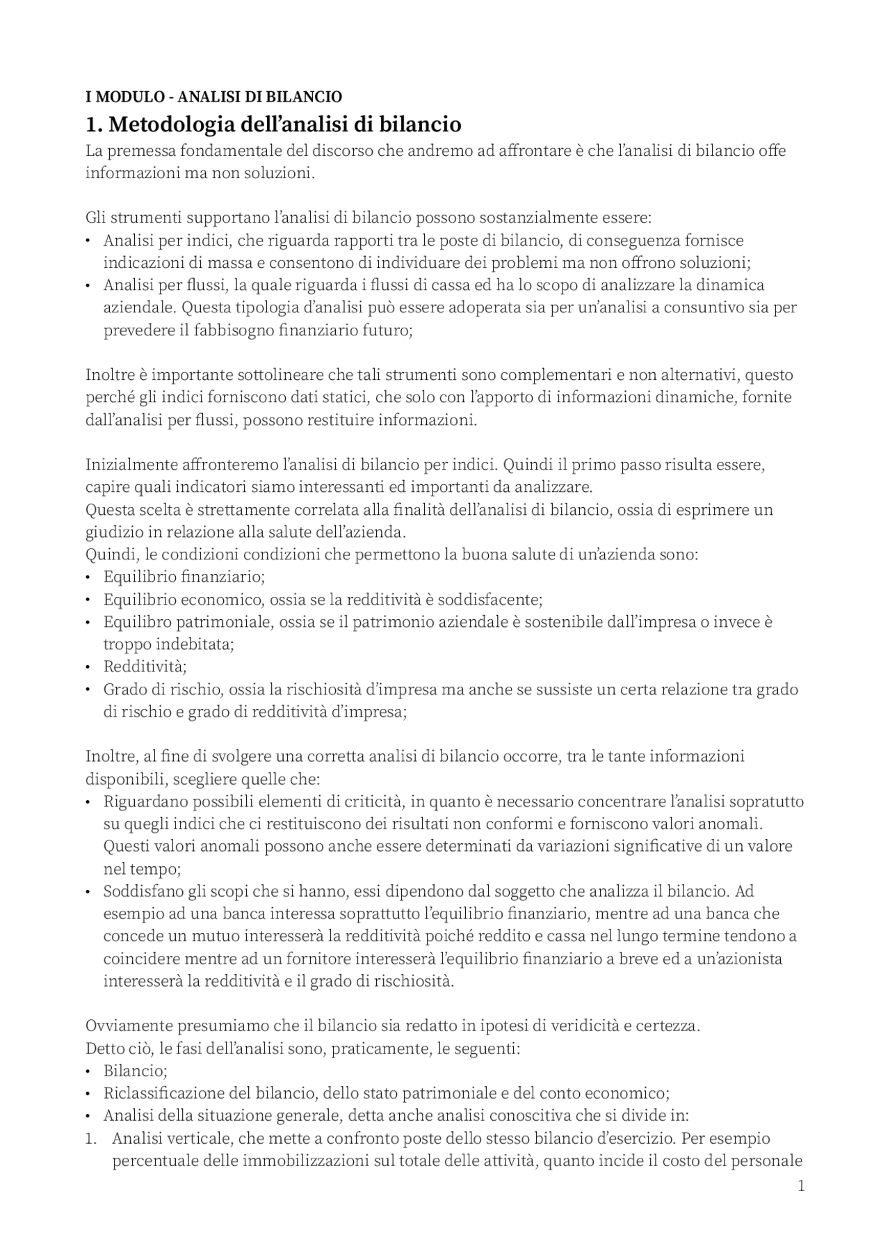 Analisi Di Bilancio Docsity