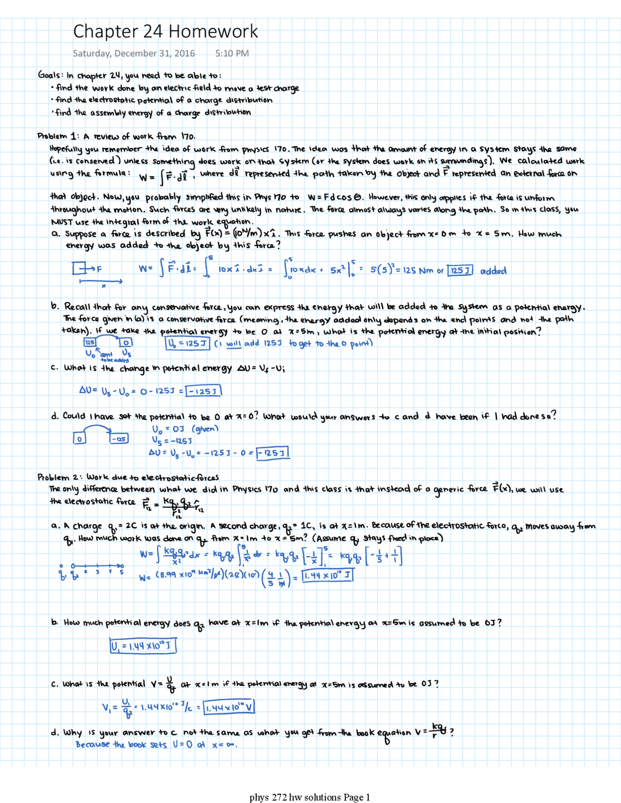 Physics 272 Chapter 24 HW - Docsity