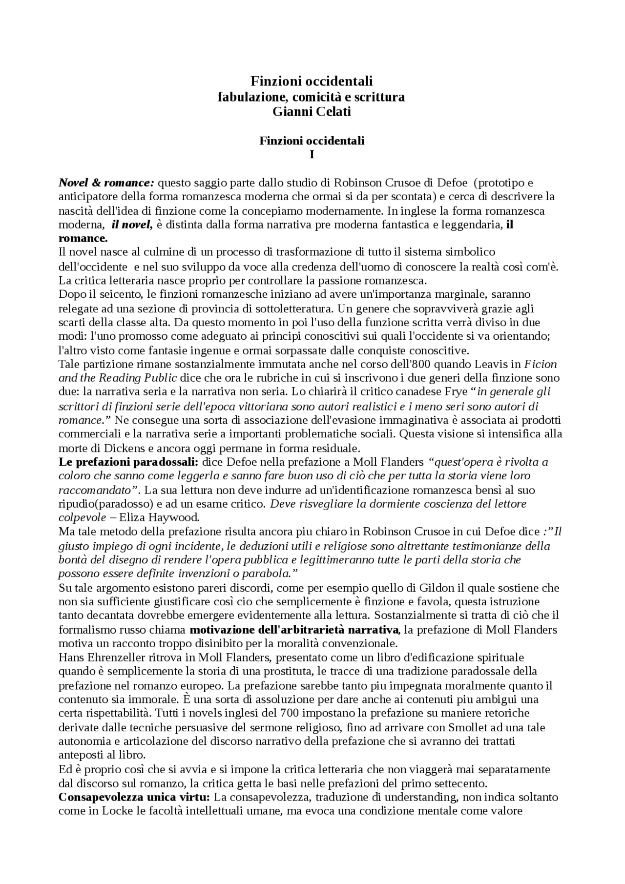 Gianni Celati Finzioni Occidentali Docsity