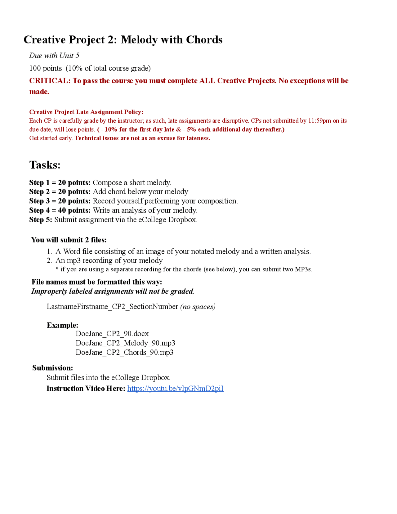 Music Theory Creative Project 2 - Docsity