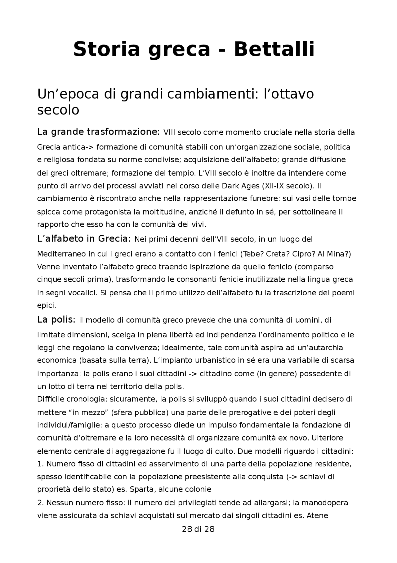 Storia Greca Bettalli Riassunto Docsity
