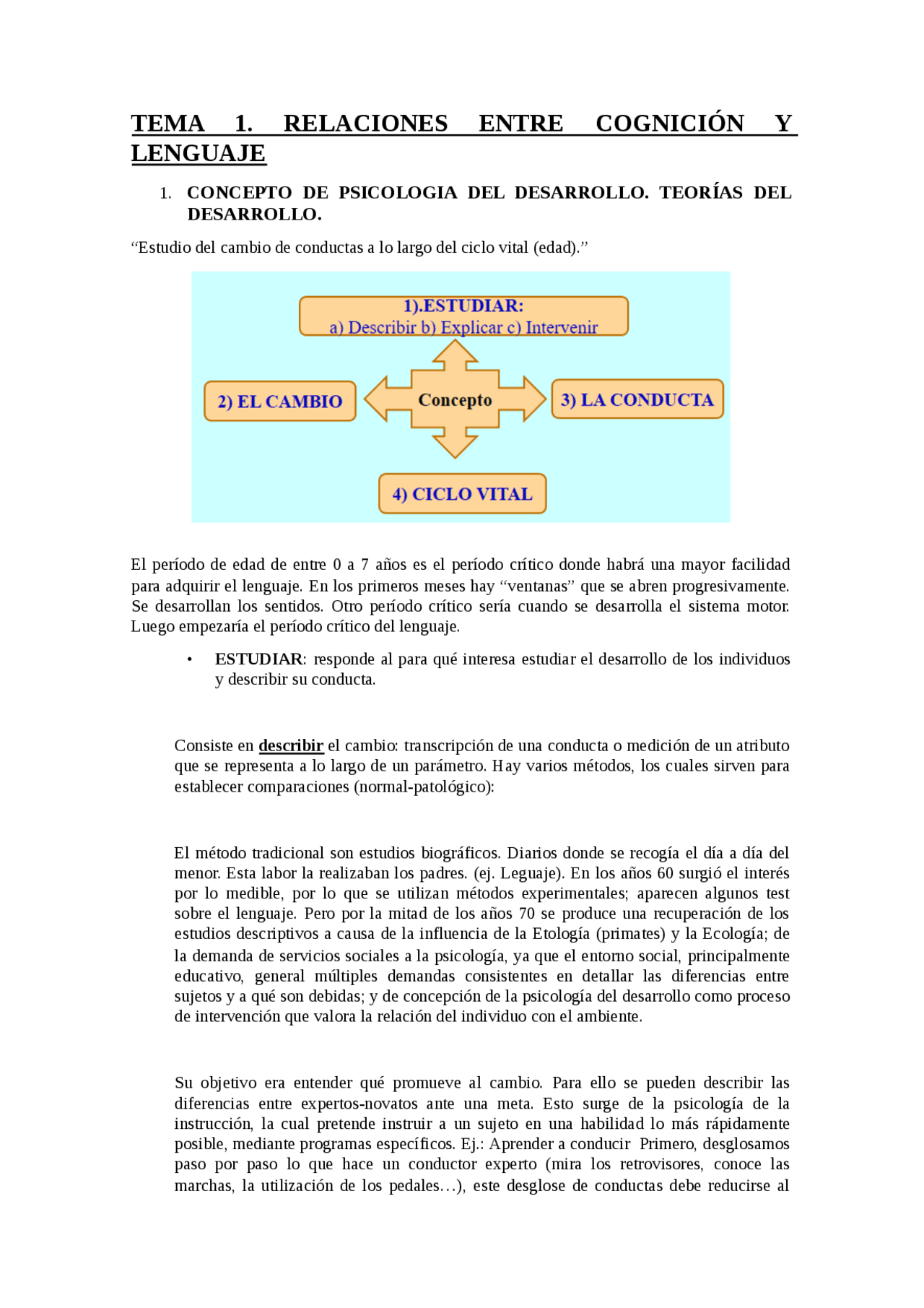 Desarrollo Cognitivo Y Lingüístico Tema 1 Docsity