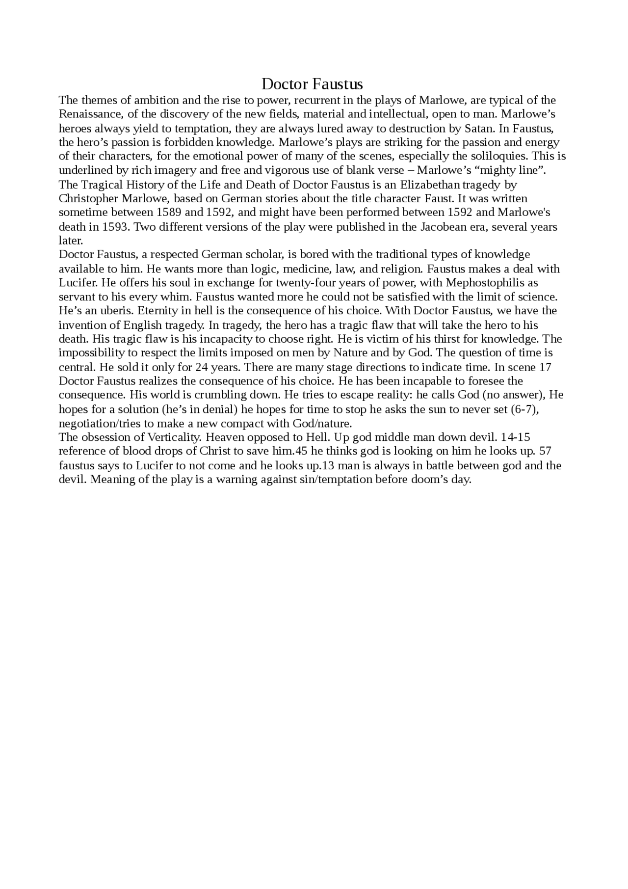 Doctor Faustus - Marlowe - Docsity