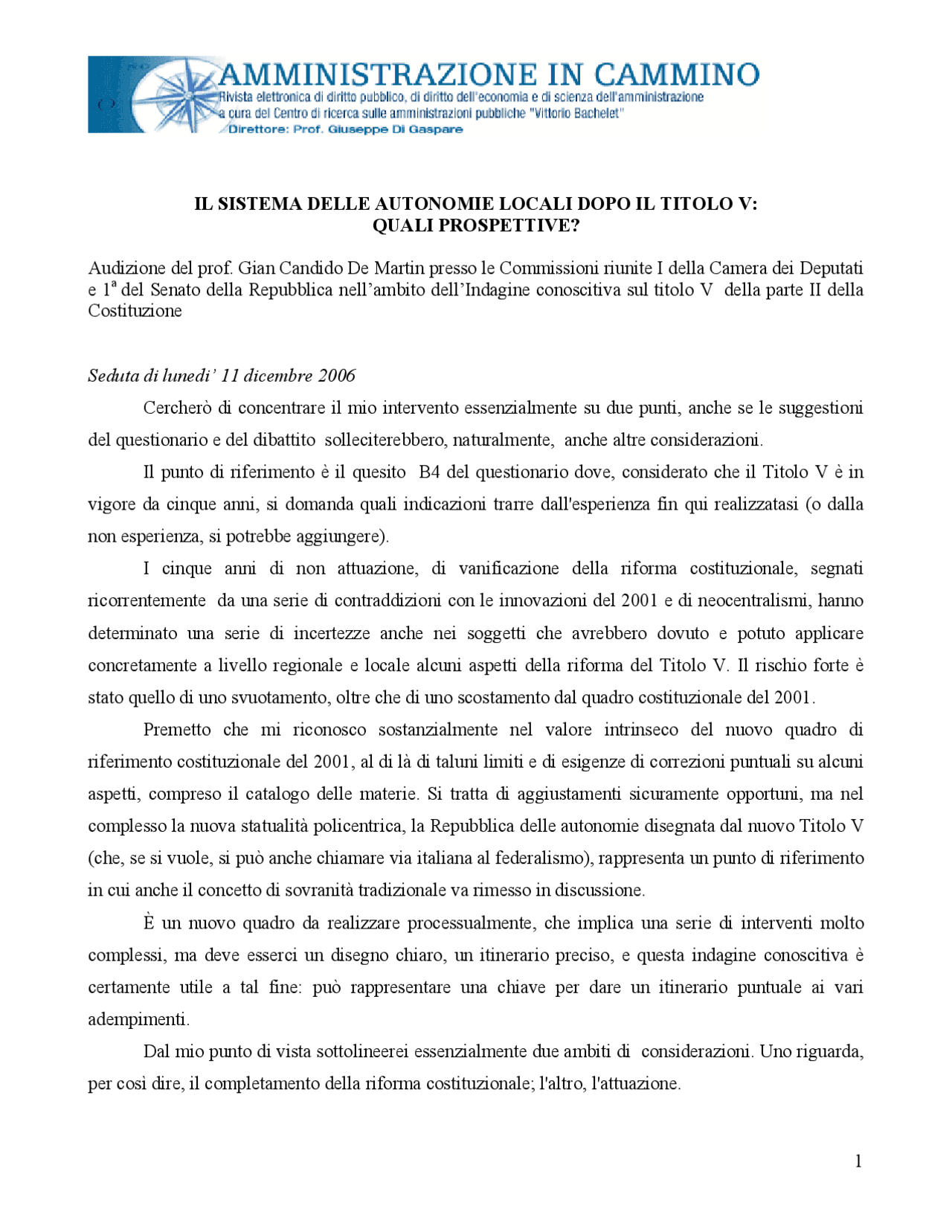 Il Sistema Delle Autonomie Locali Dopo Il Titolo V Docsity