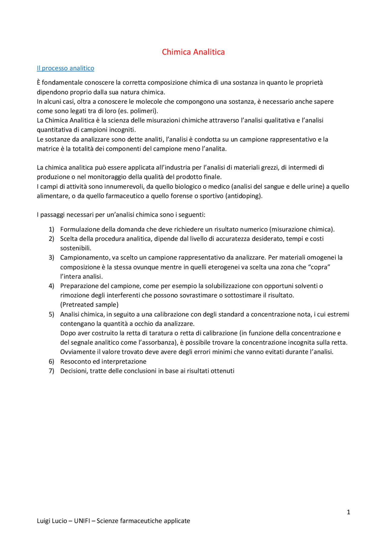 Chimica Analitica Appunti Completi Docsity