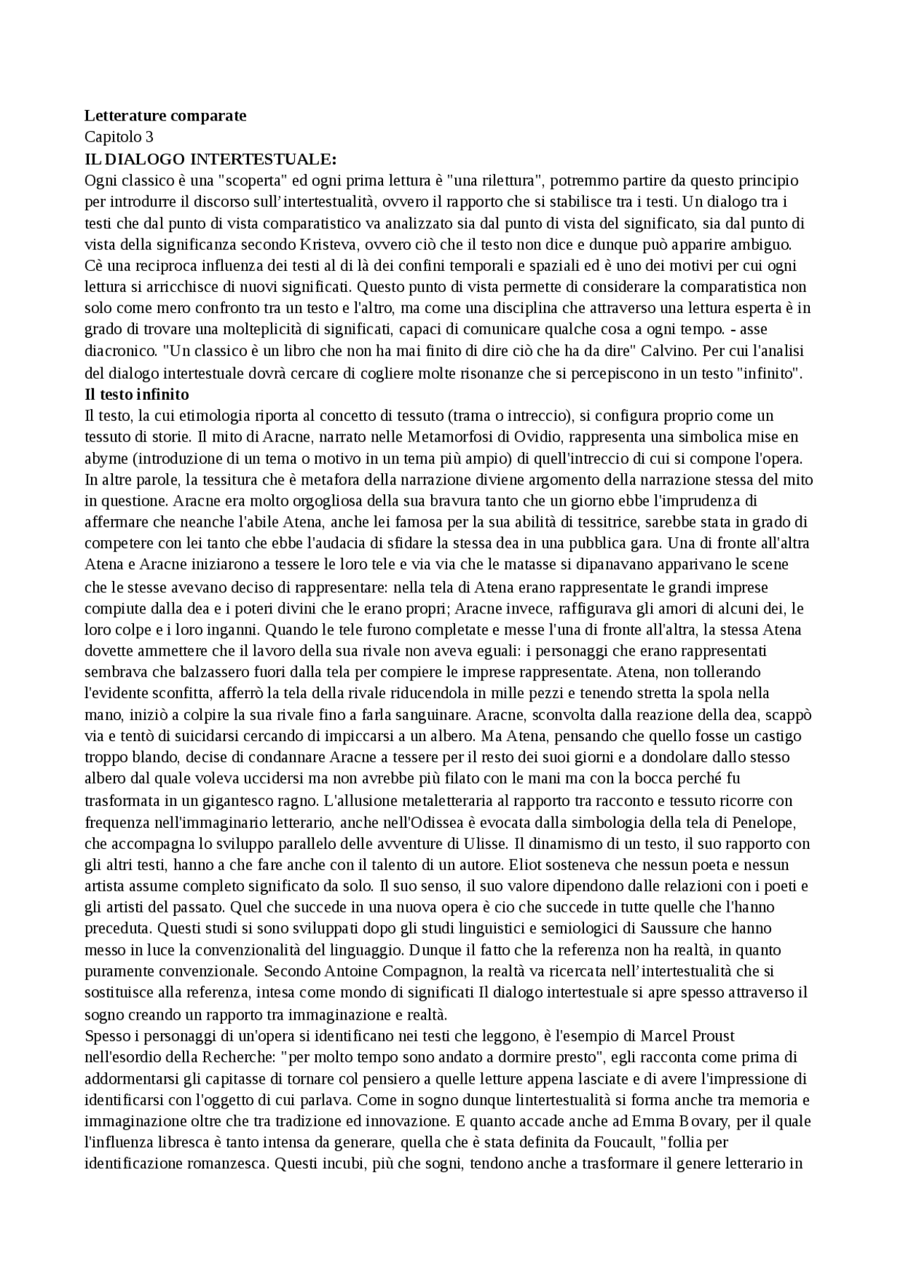 Capitolo 3 Letteratura Comparata Docsity