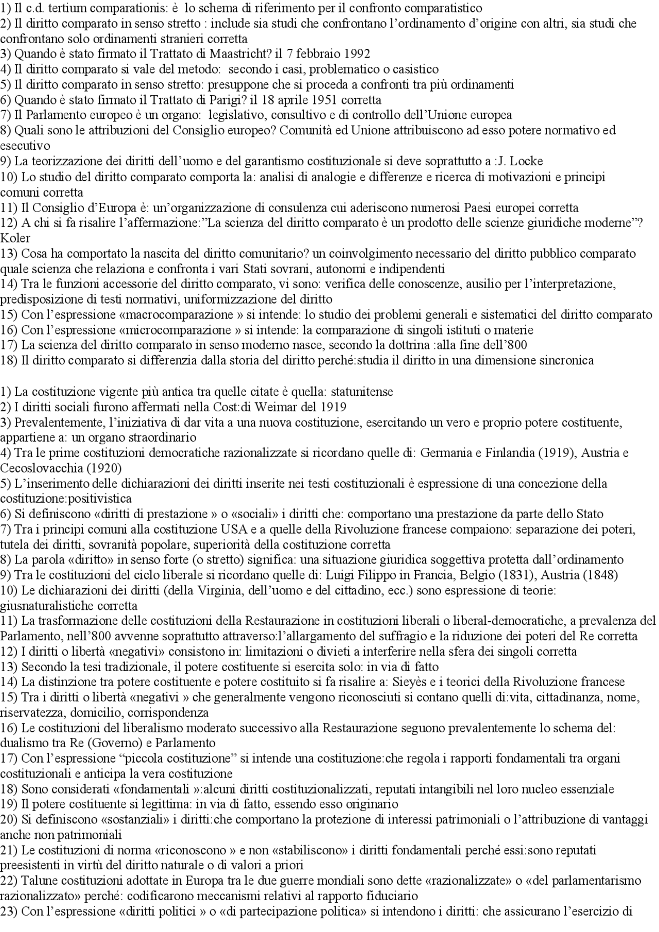 Quiz Diritto Diritto Pubblico Comparato Unicusano Esercizi Di Diritto