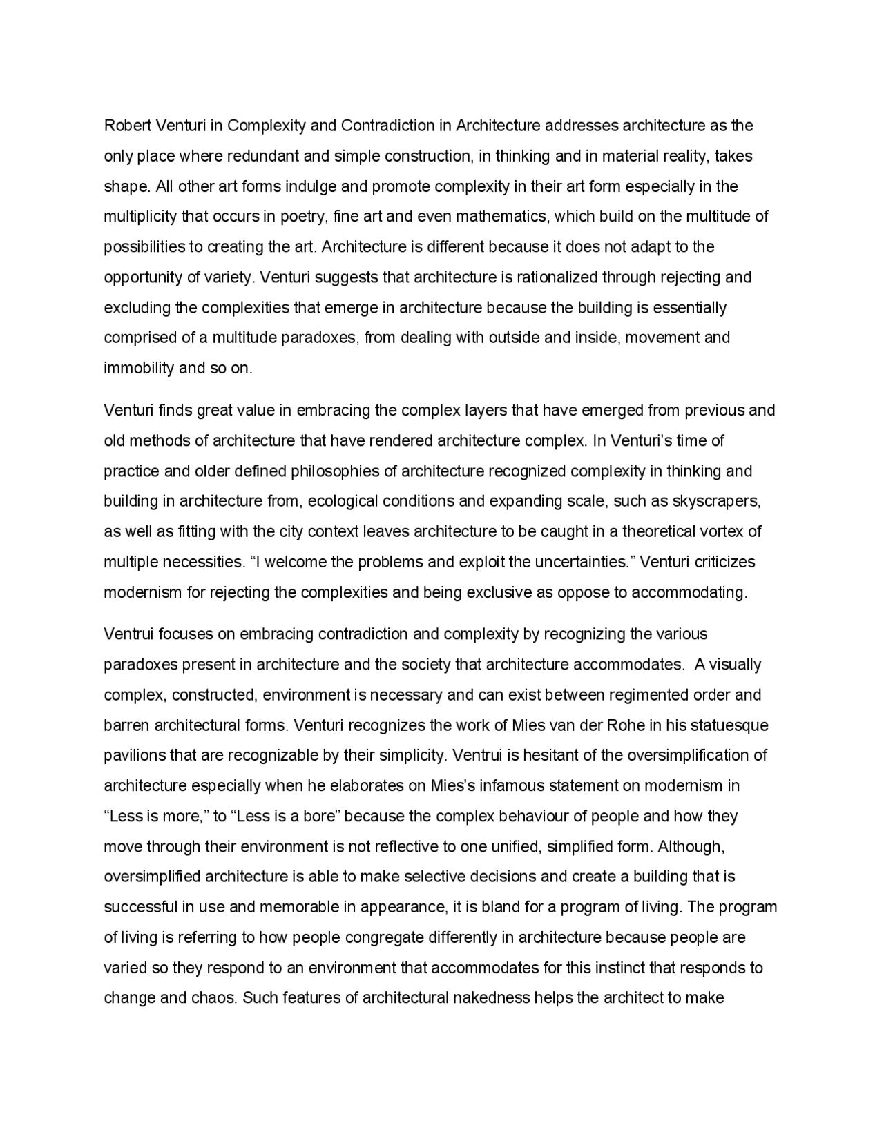 Robert Venturi Complexity Docsity