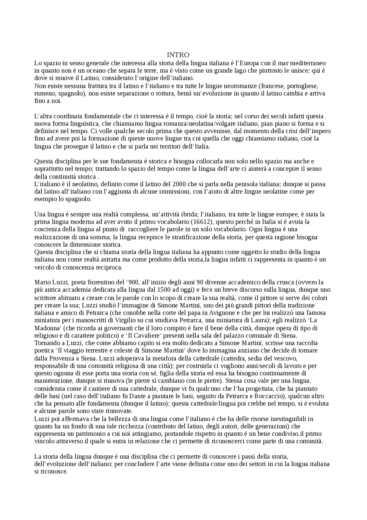 Storia Della Lingua Italiana Docsity