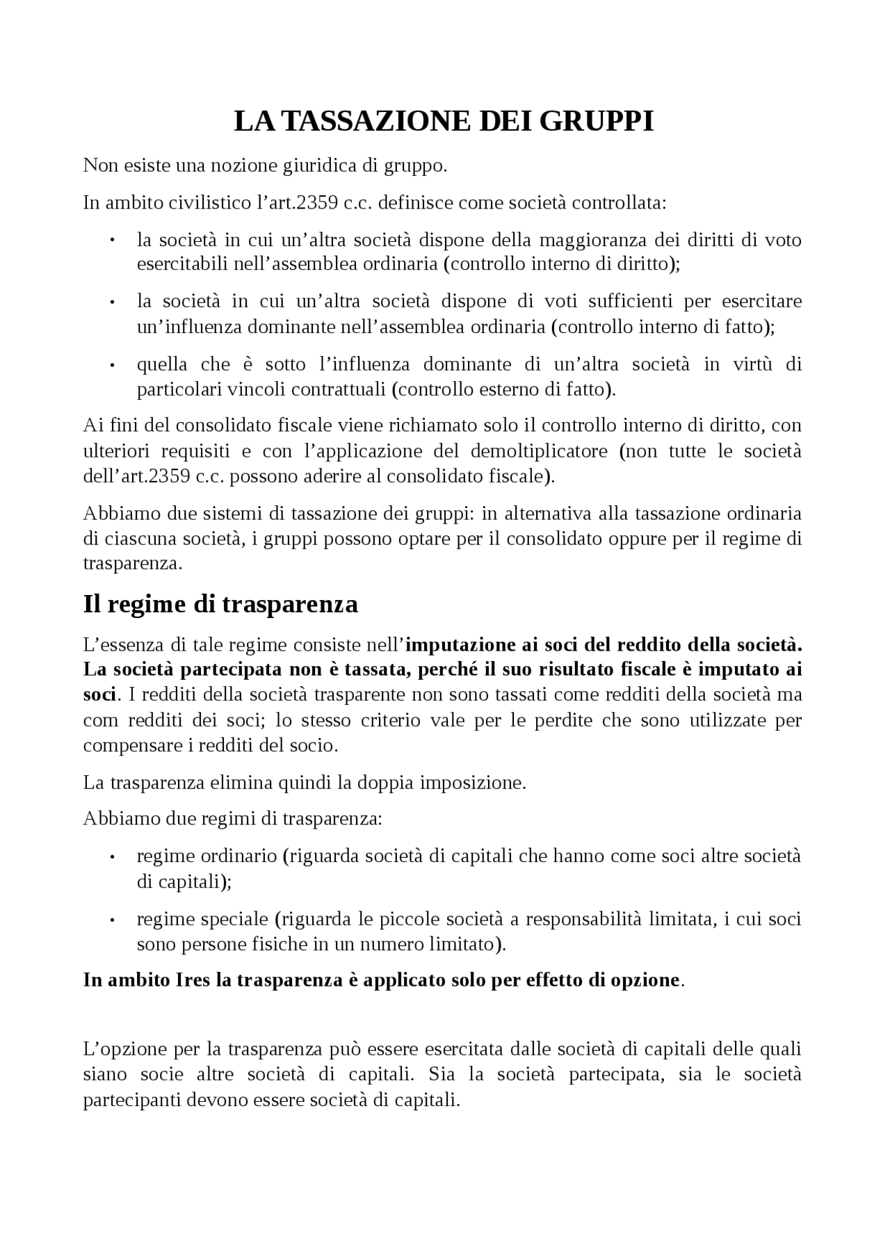 Tassazione Gruppi Diritto Tributario Docsity