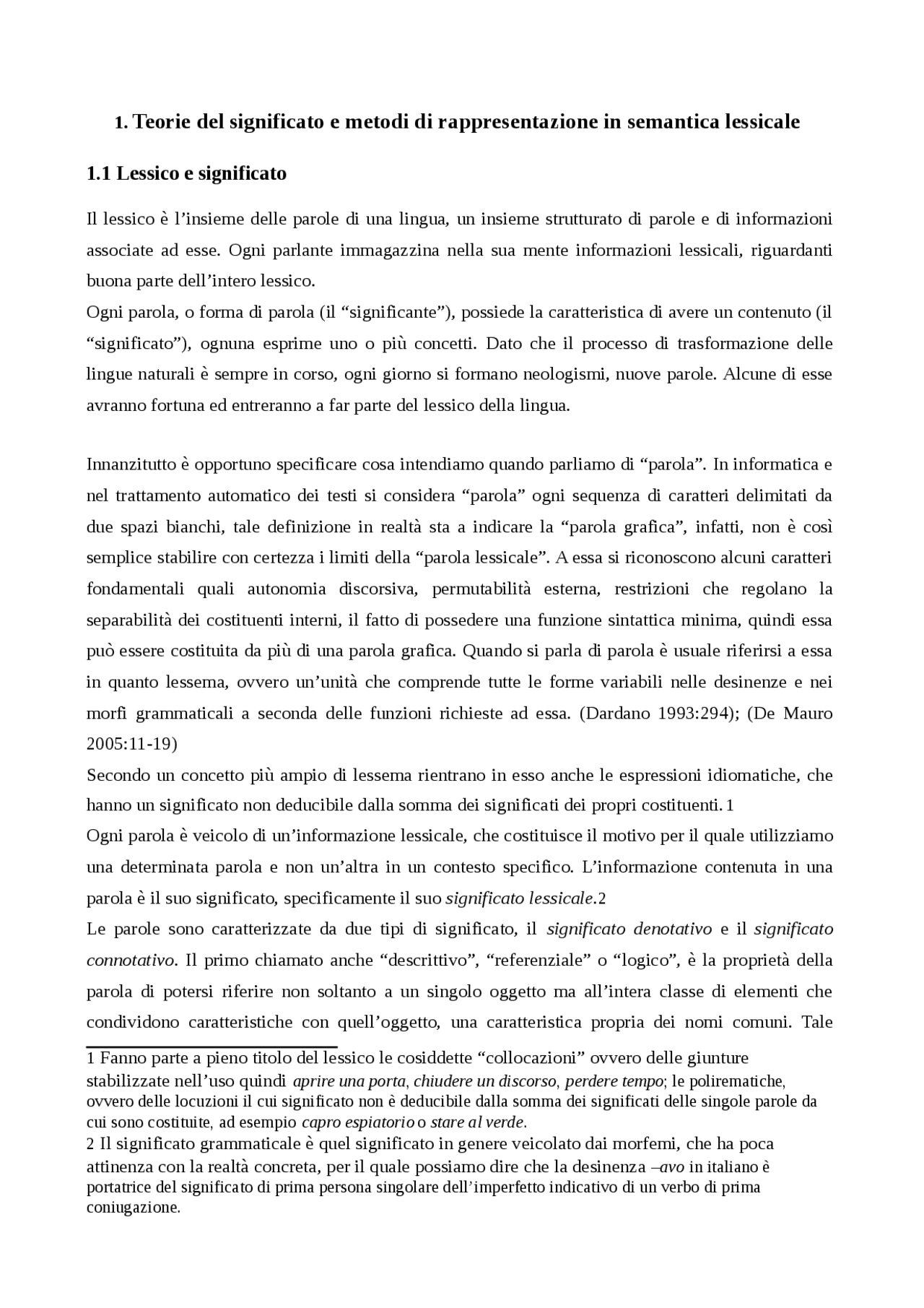 Teorie Del Significato E Metodi Di Rappresentazione In Semantica
