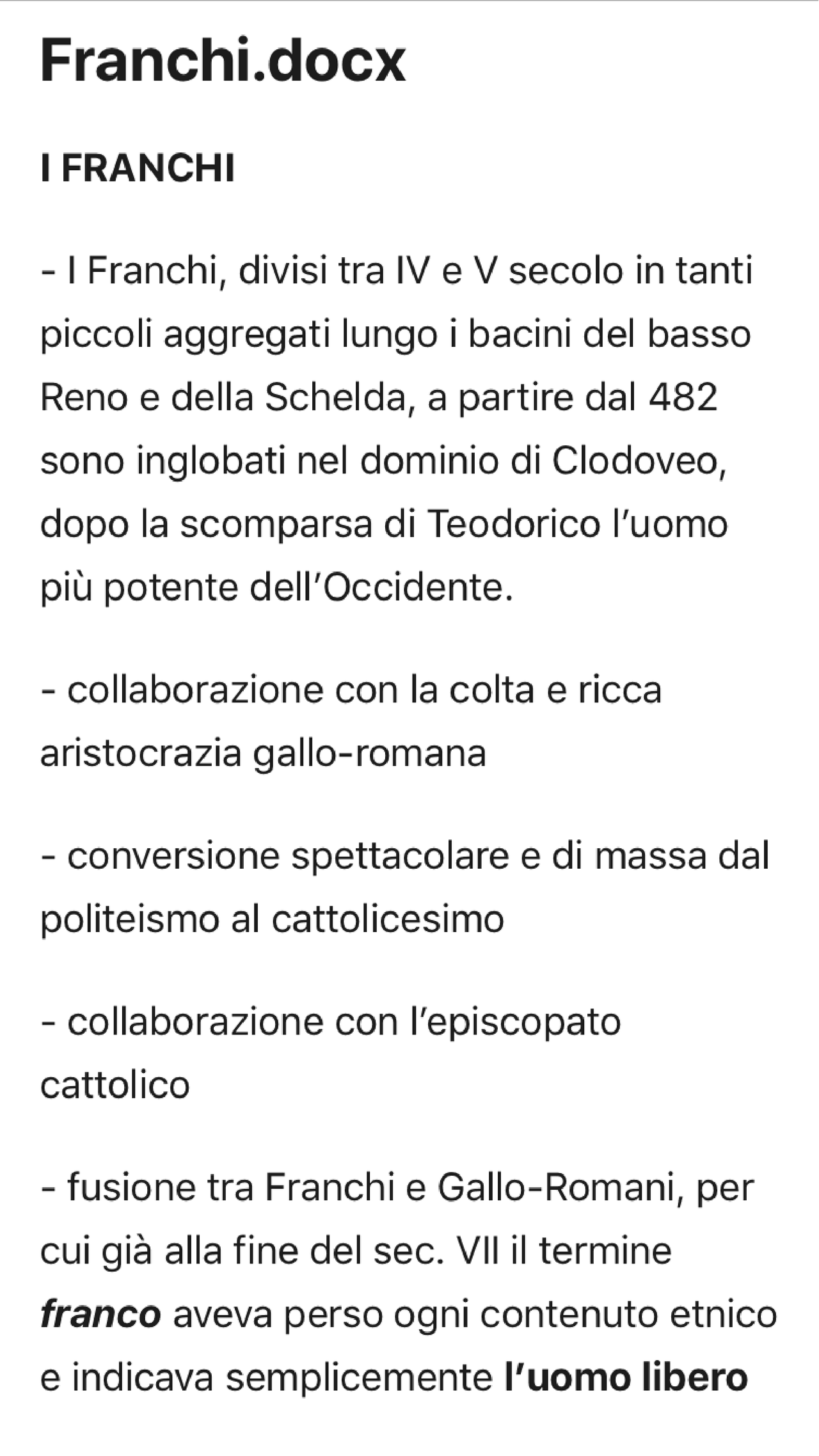 I franchi e la loro vita storica - Docsity