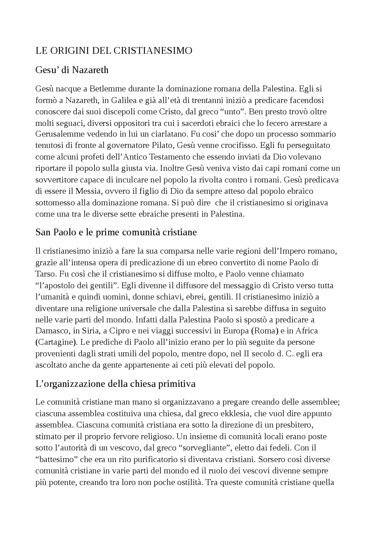 Il Cristianesimo Gesù E I Cristiani Docsity