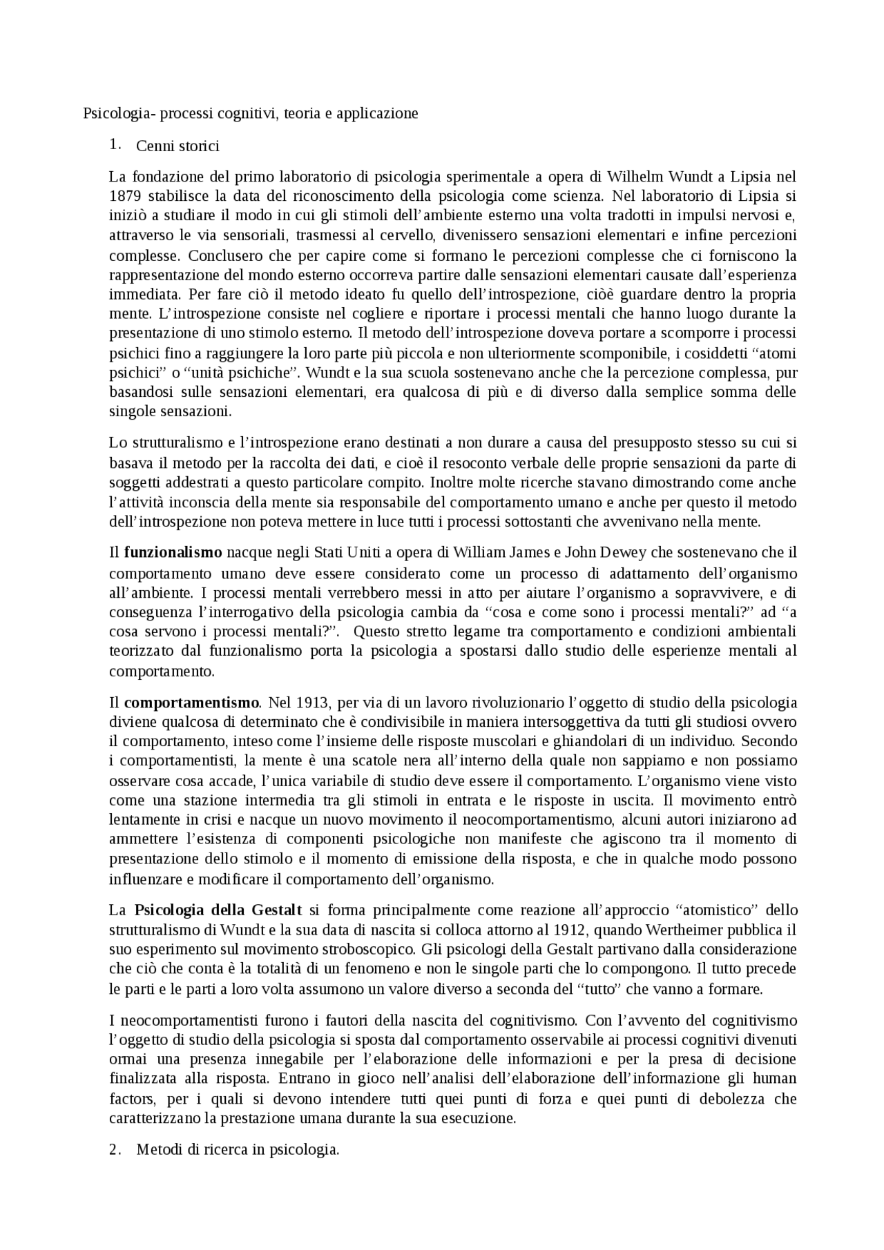 Psicologia Cognitiva Riassunto Docsity