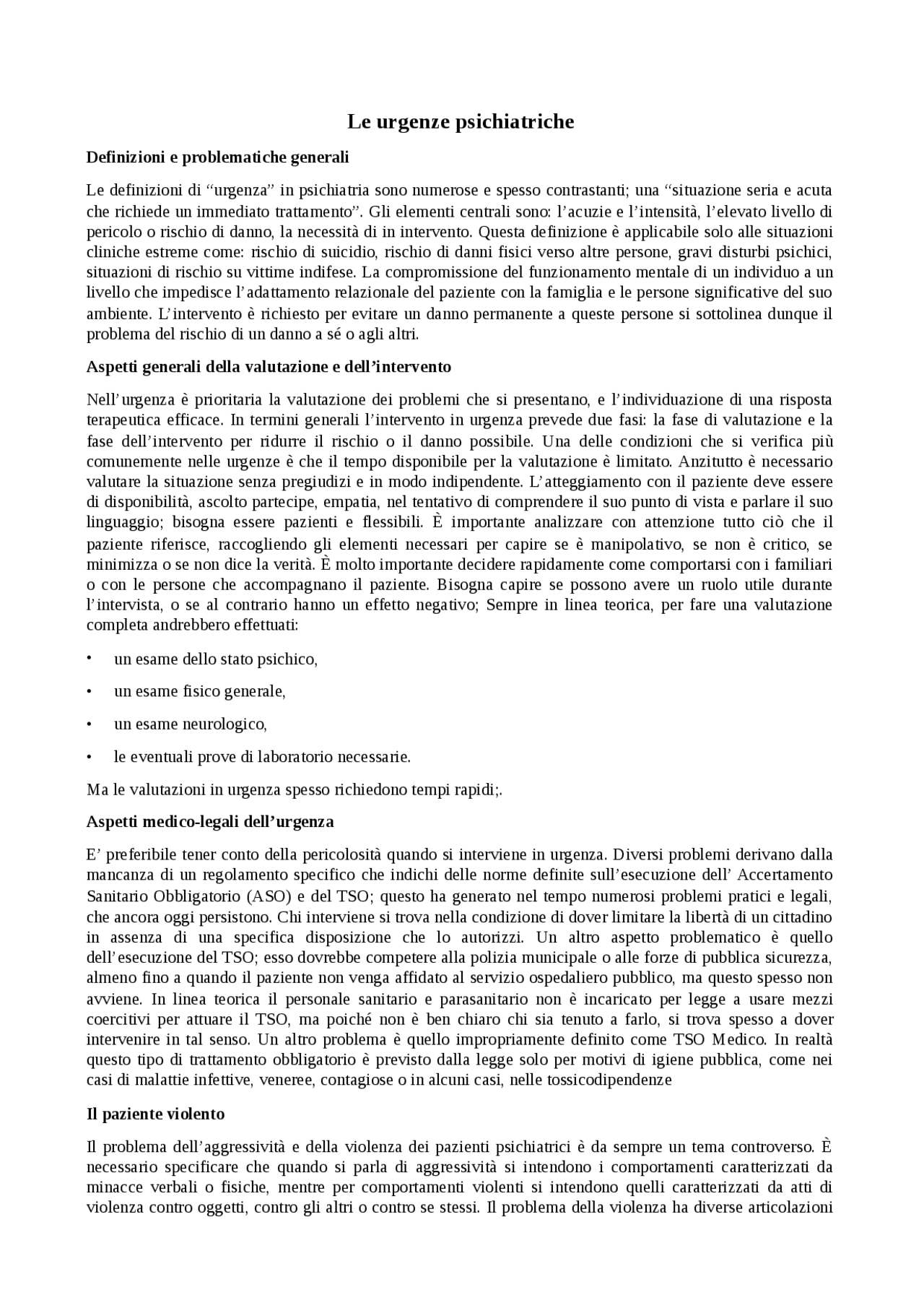 Urgenze Psichiatriche E Suicidio Docsity