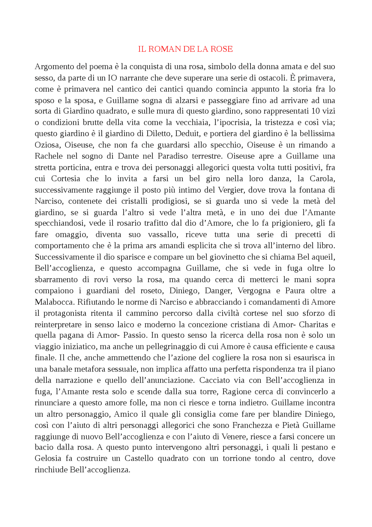 Il Romanzo della rosa di Guillaume de Lorris e Jean de Meun | Sintesi ...