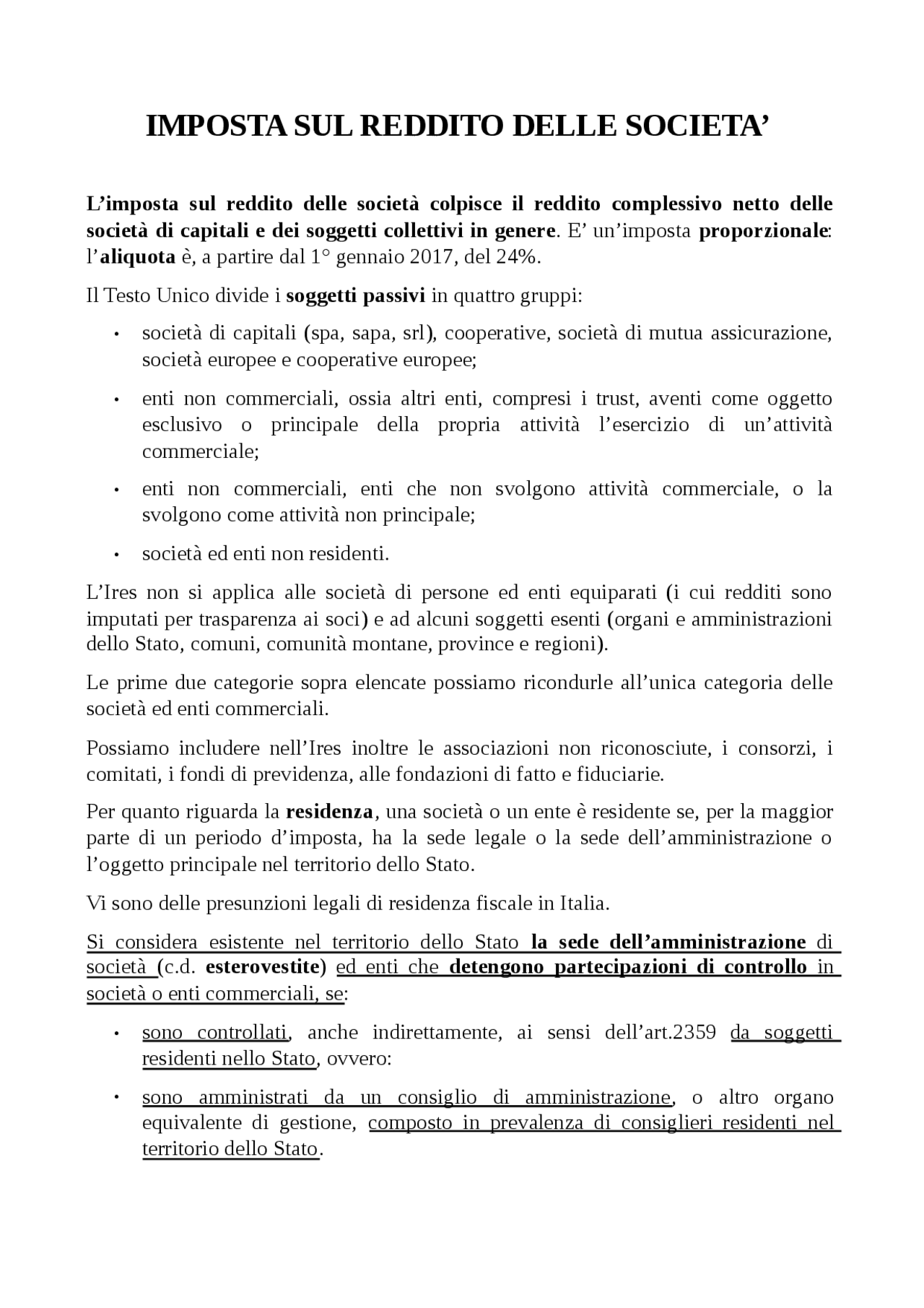 Ires Diritto Tributario Turchi Docsity