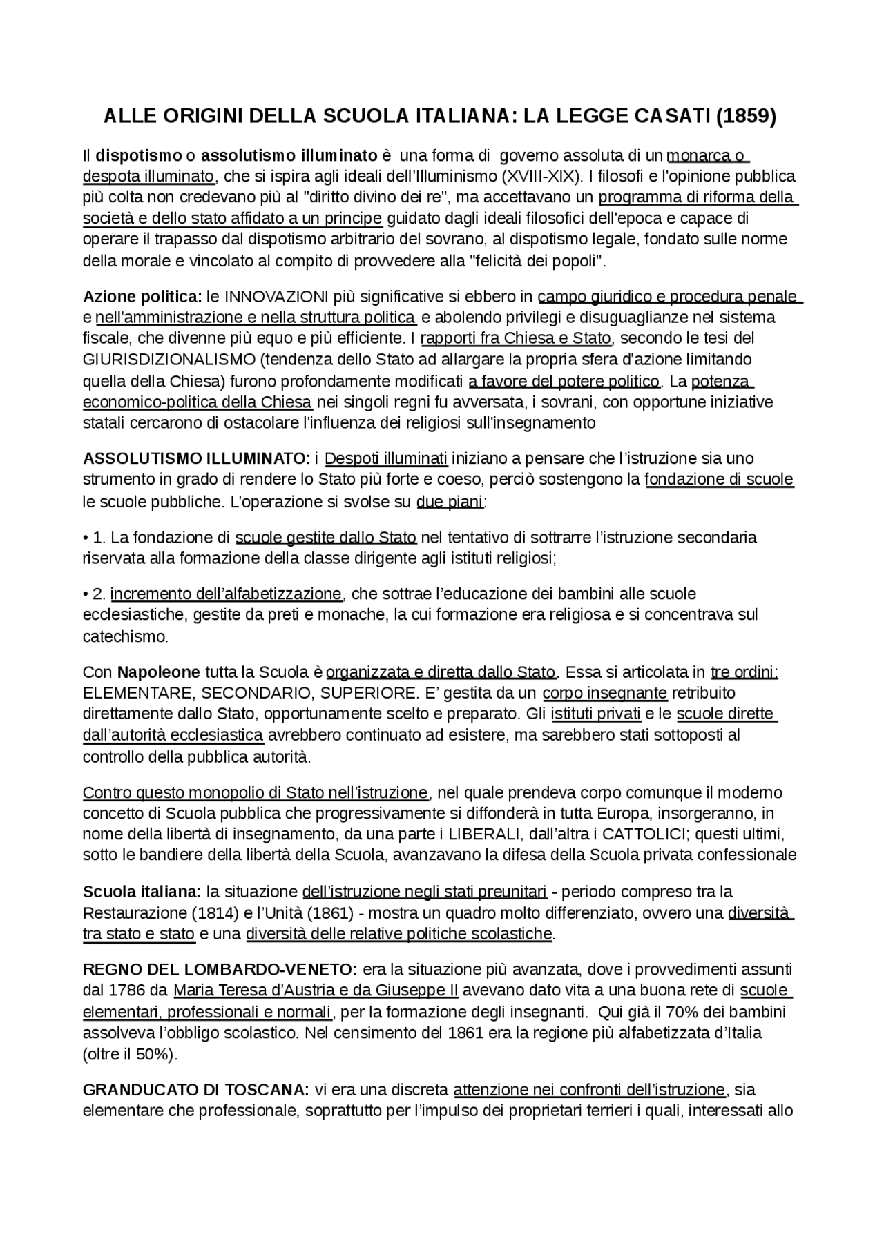 Storia Dei Processi Formativi Docsity