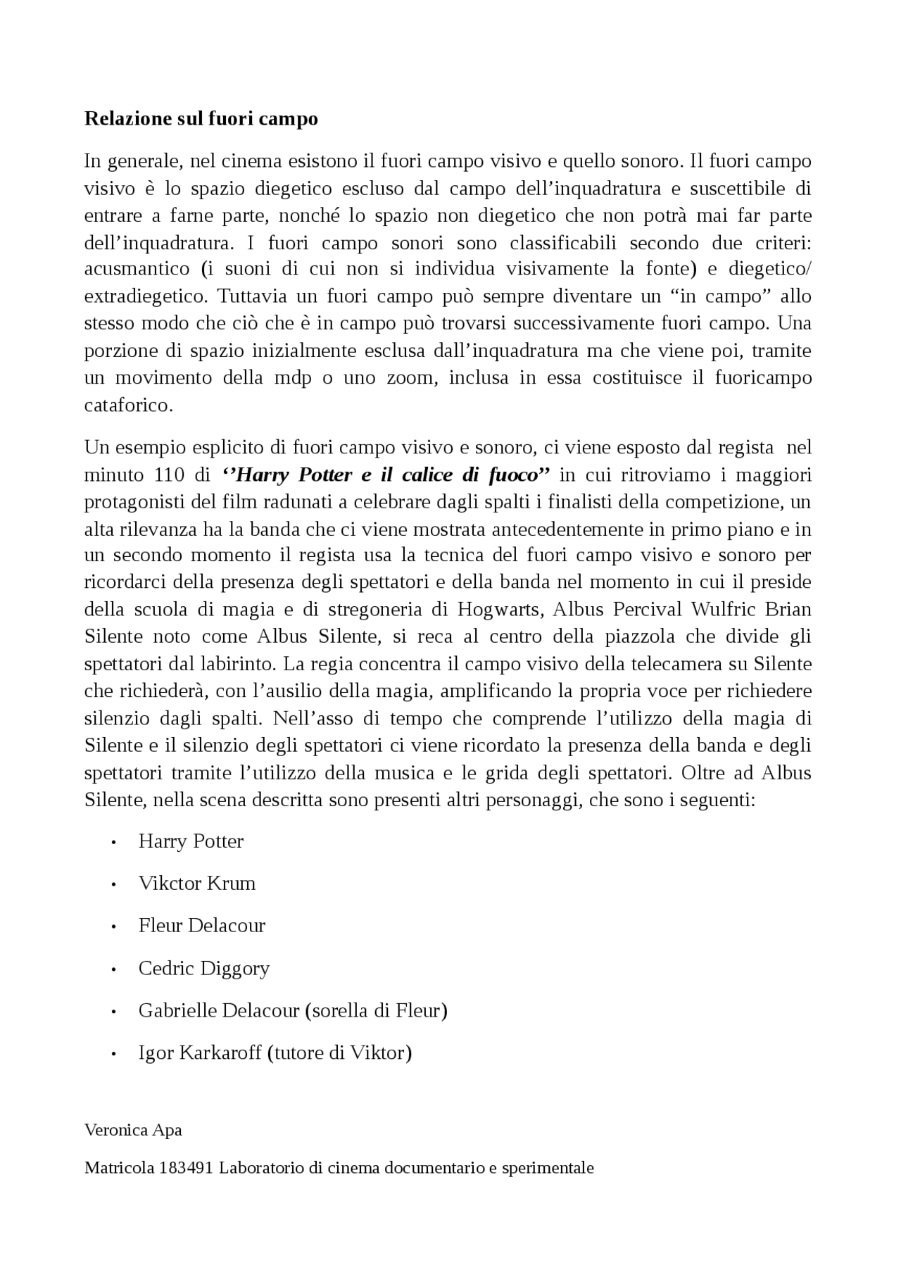 Fuori Campo Vari Tipi Docsity